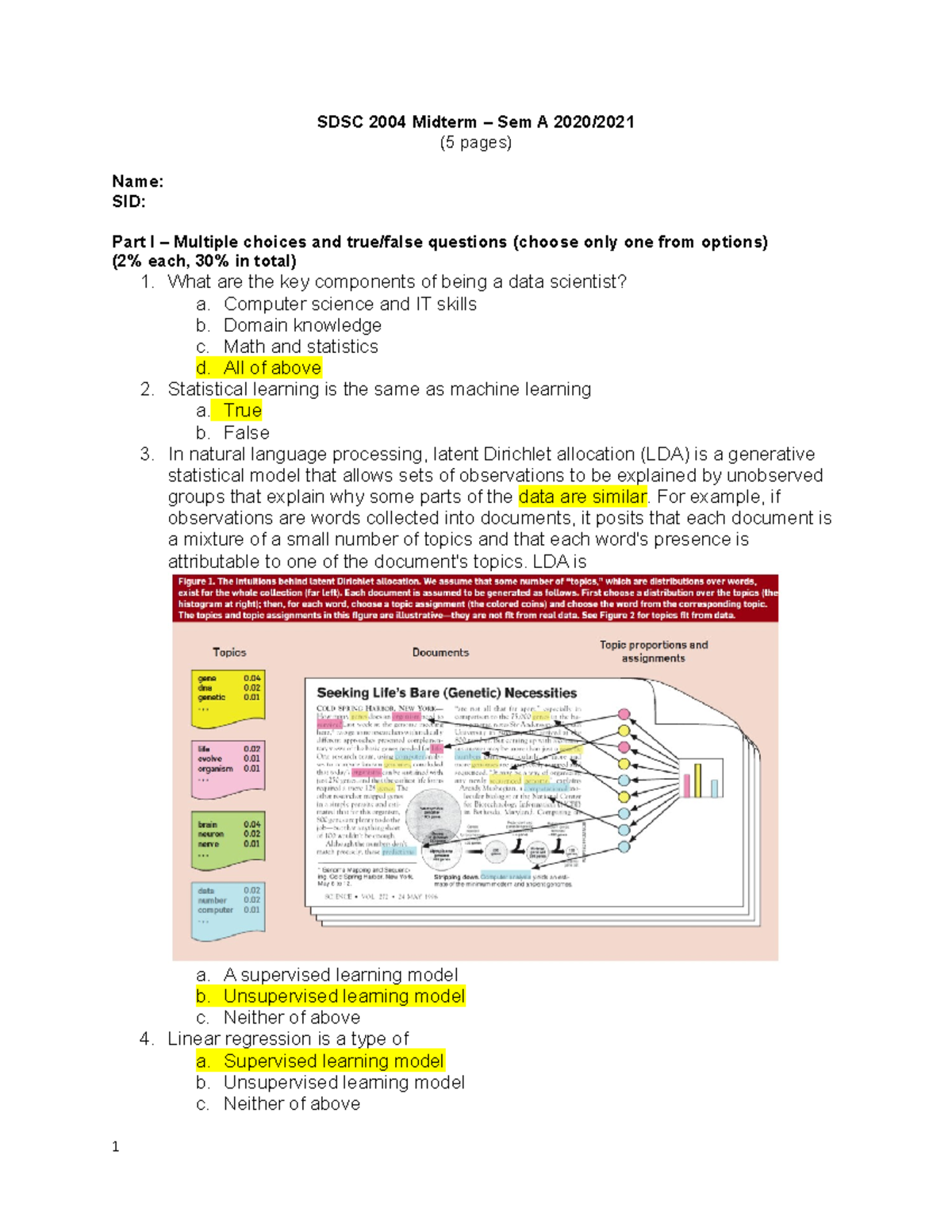 Midterm - What are the key components of being a data scientist? a ...