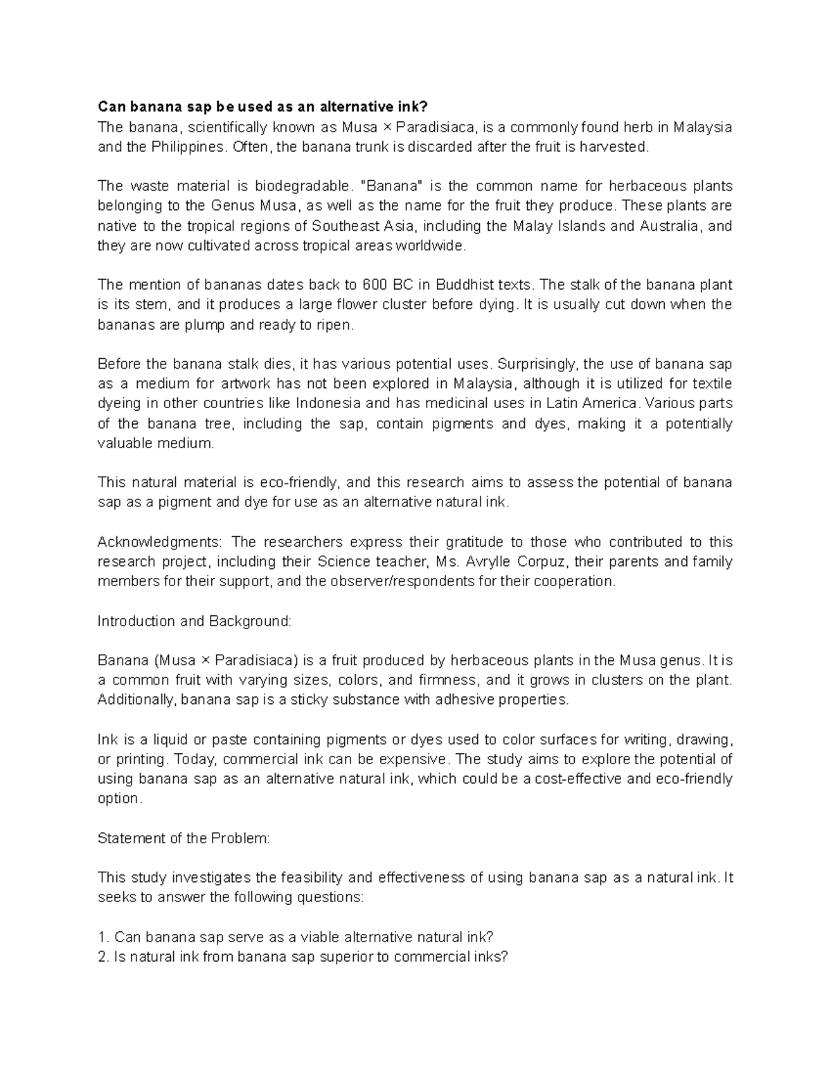 Can banana sap be used as an alternative ink - Often, the banana trunk ...