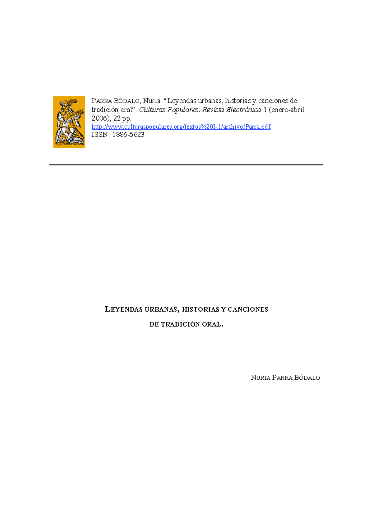 05. Leyendas urbanas, historias y canciones de tradición oral autor ...