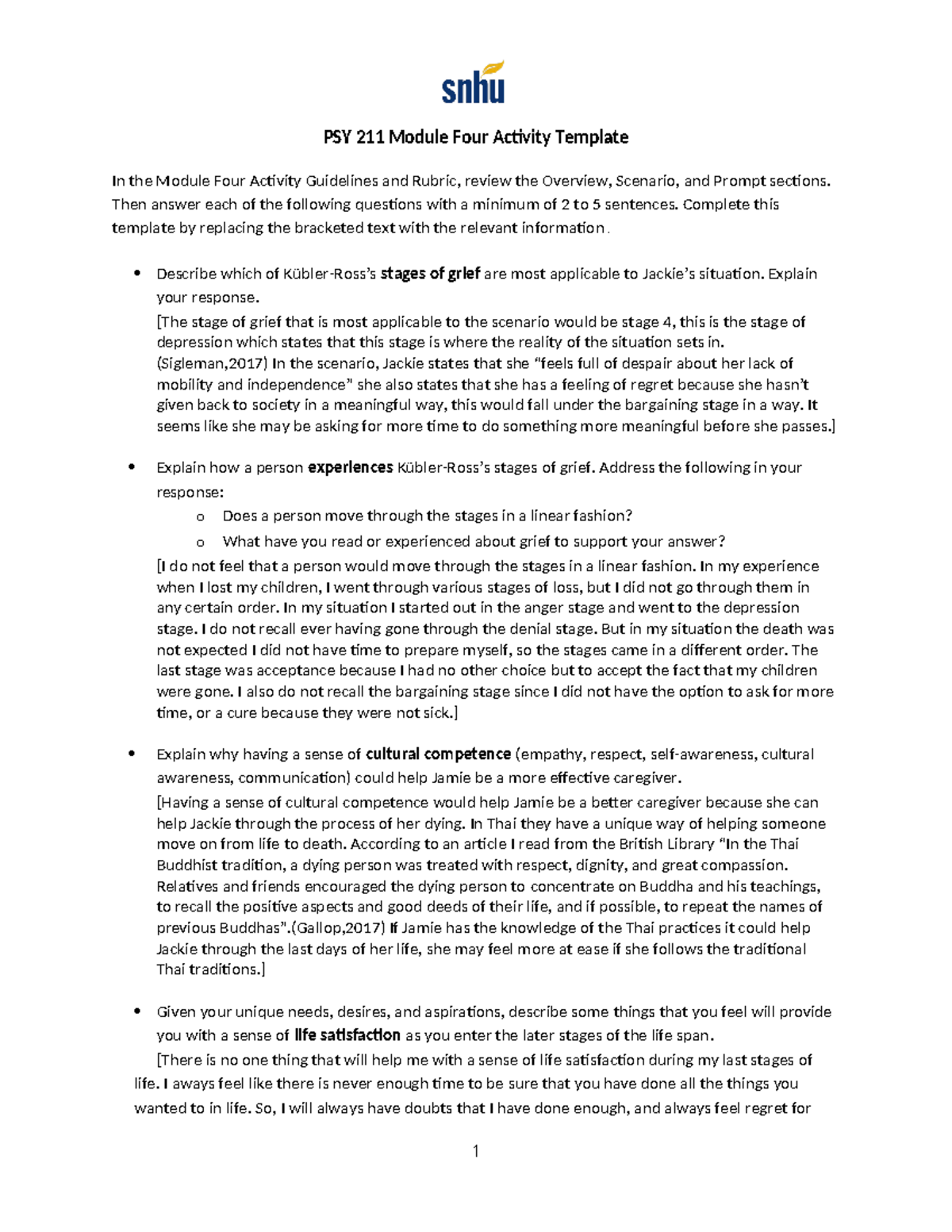 PSY 211 Module Four Activity Template Submit - PSY 211 Module Four ...