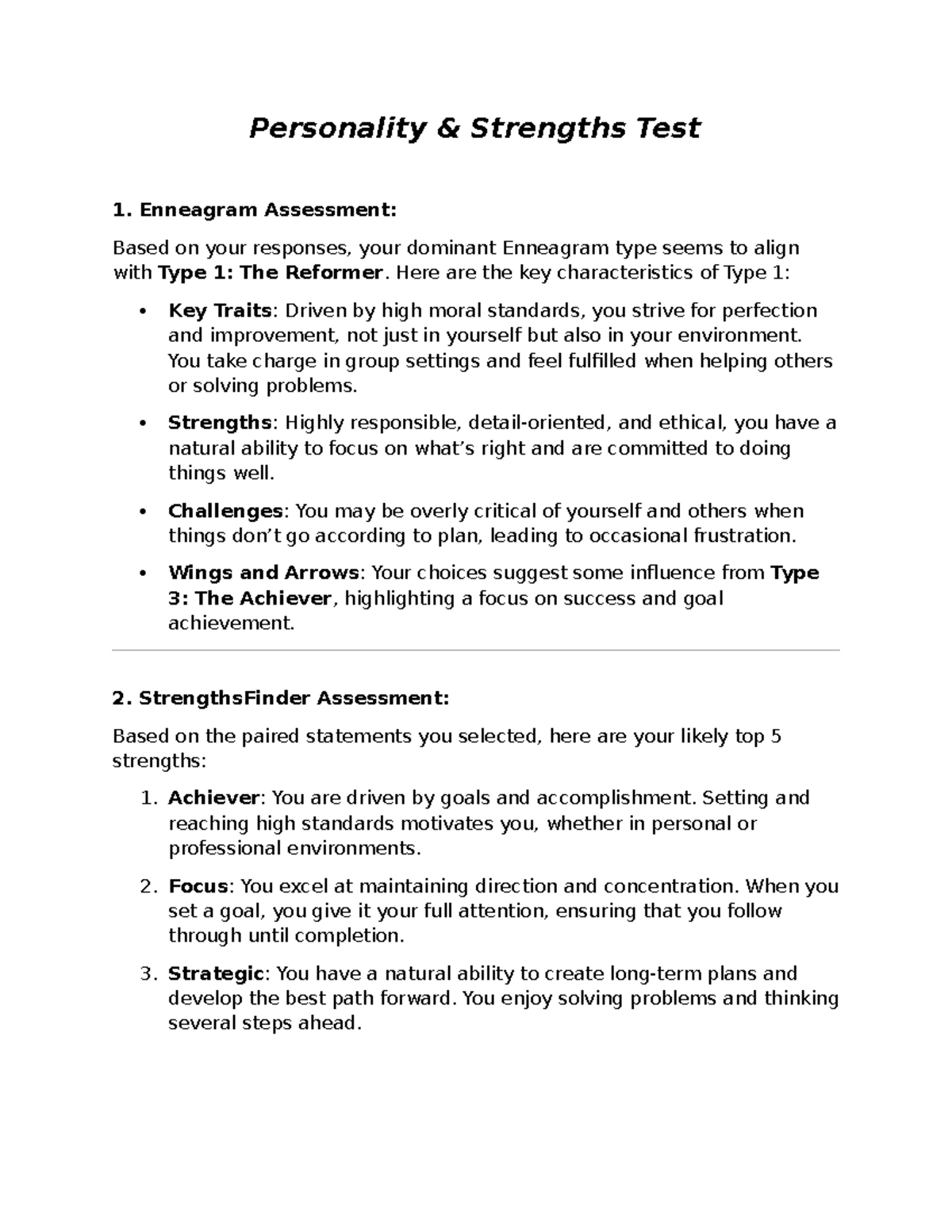 Personality & Strength test - Personality & Strengths Test Enneagram ...