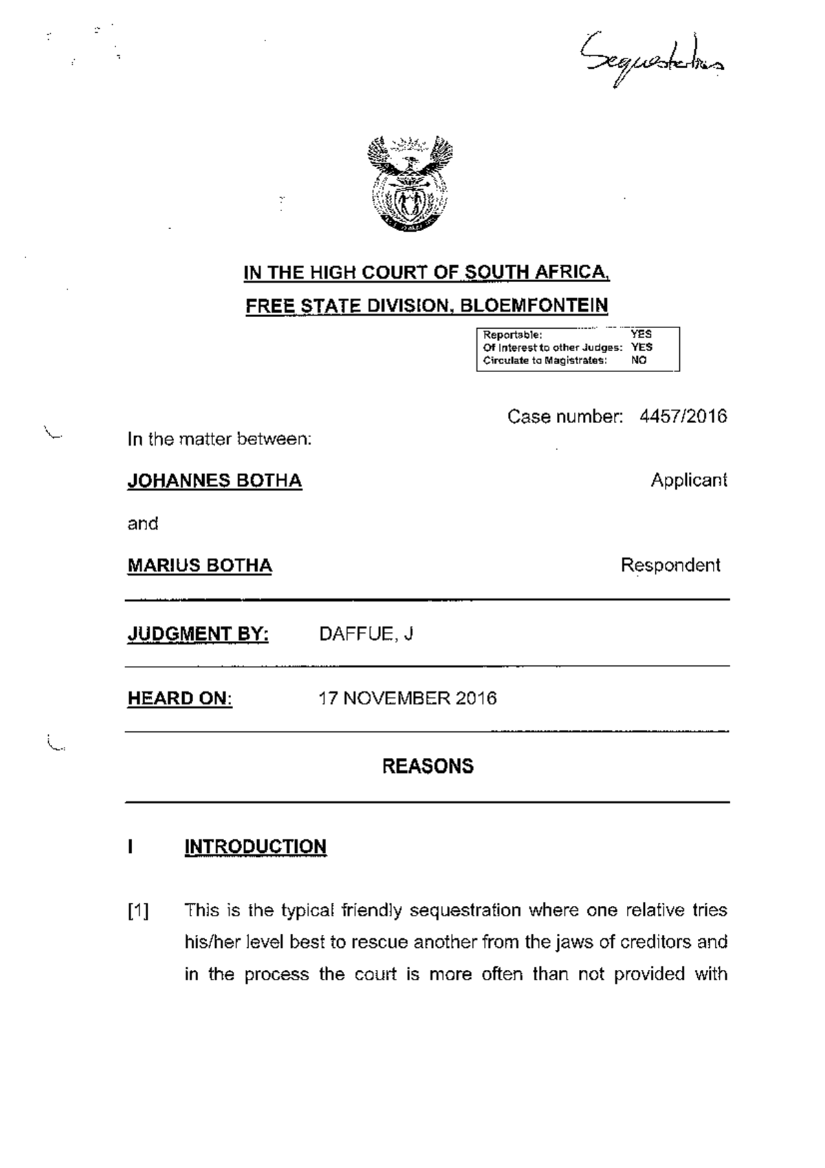 Daffue Judgement 2016 - case law - Sequestetus THIS YEARS IN THE HIGH ...