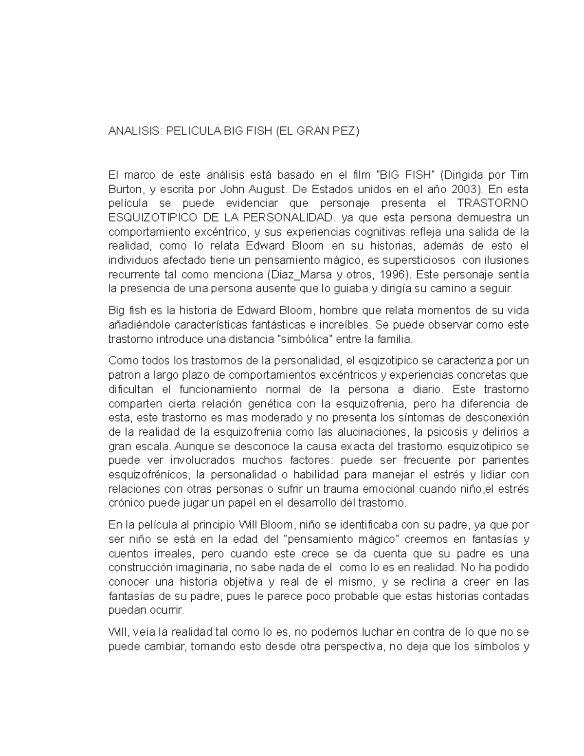 427879519 BIG FISH docx - ANALISIS: PELICULA BIG FISH (EL GRAN PEZ) El ...