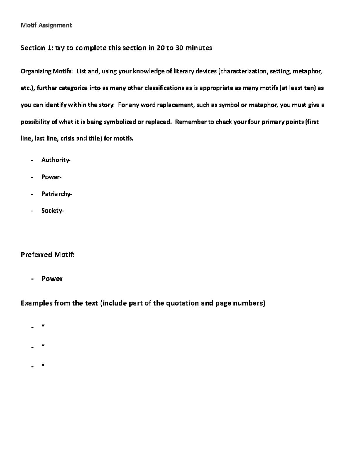 Motif Assignment from WTC - Motif Assignment Section 1: try to complete ...