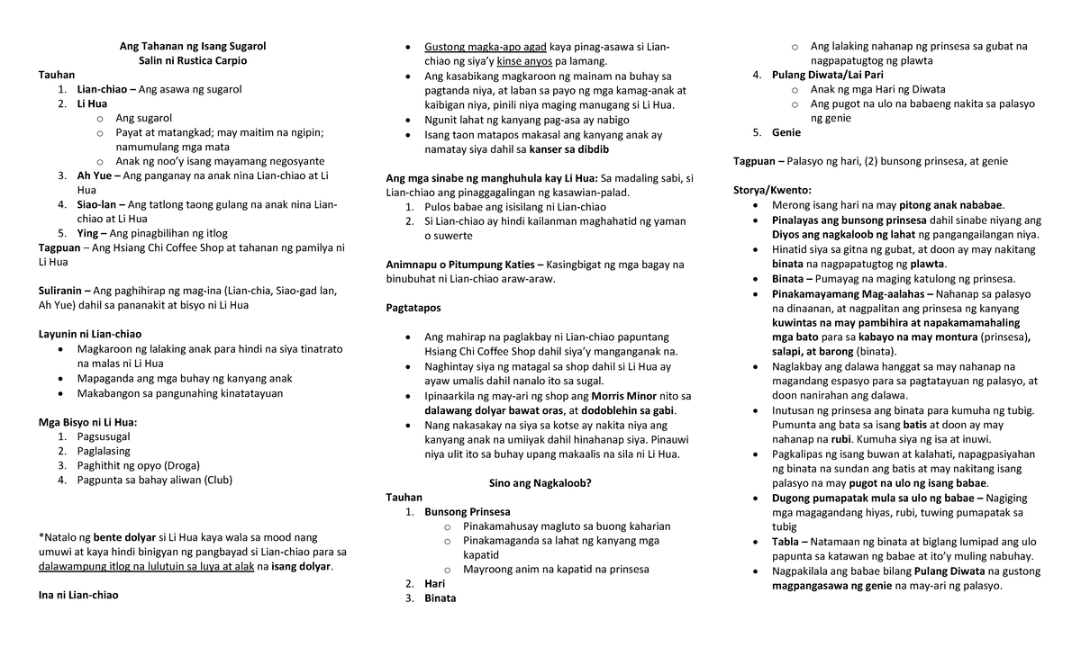 Filipino 9 for quarter 1 - Ang Tahanan ng Isang Sugarol Salin ni ...
