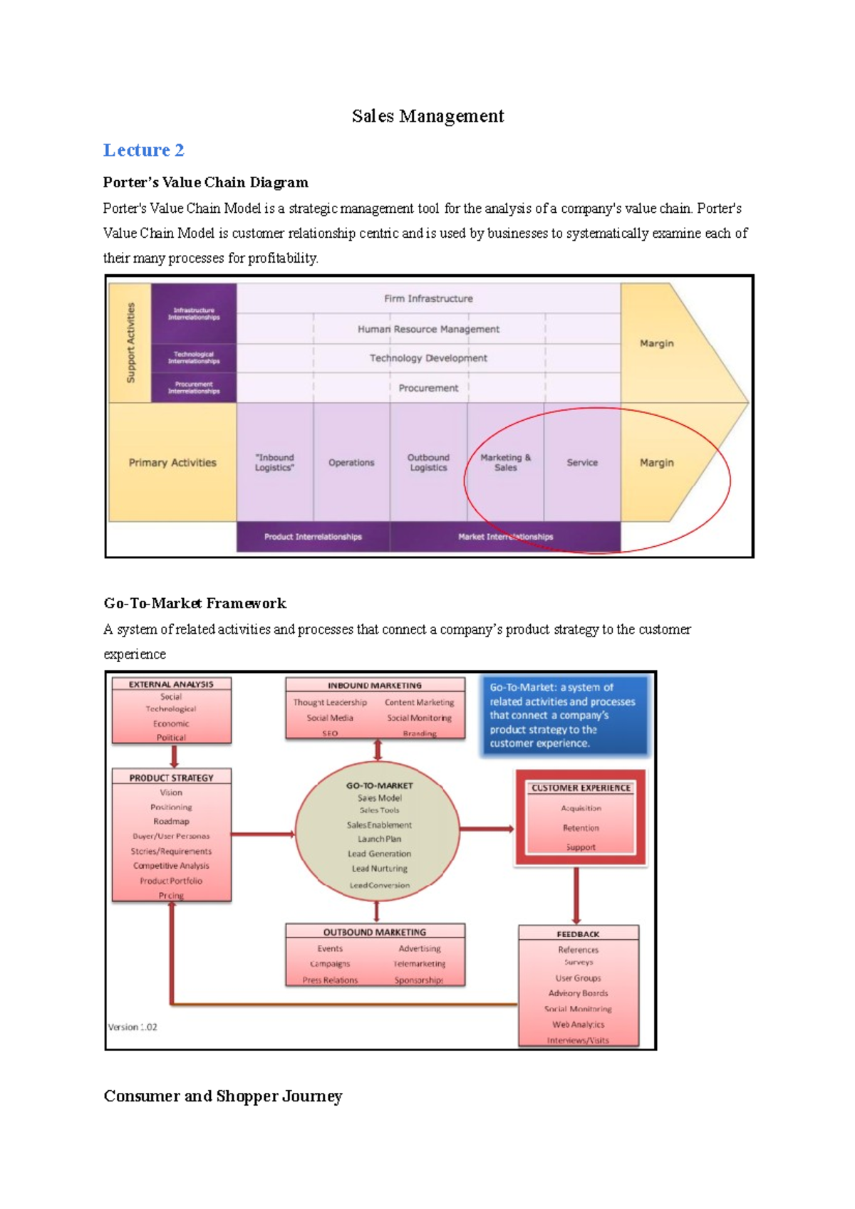 Sales Management - Sales Management Lecture 2 Porter’s Value Chain ...