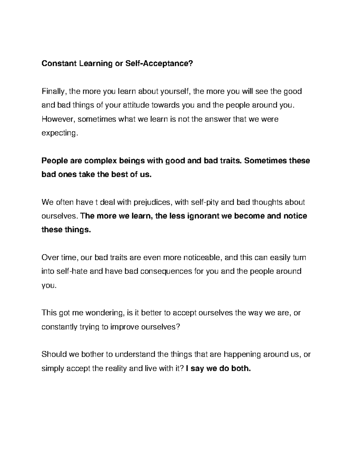 Constant Learning or Self - Constant Learning or Self-Acceptance ...