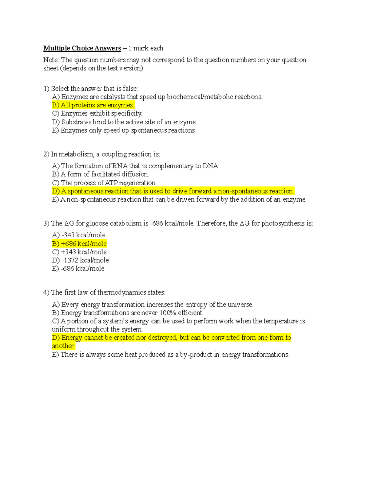Midterm 1 answer key mc answers students - Multiple Choice Answers – 1 mark each Note: The ...