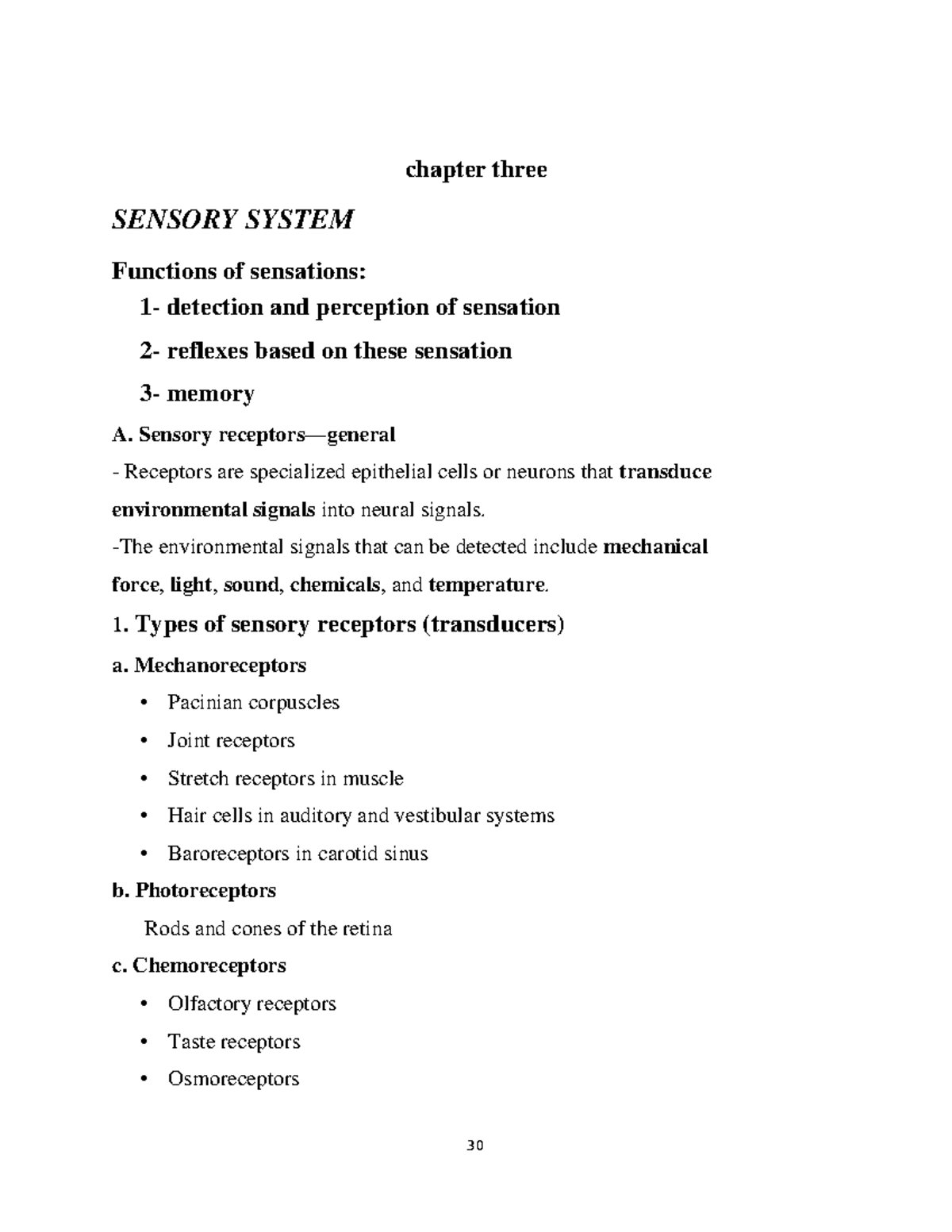 NEU physio- Sensory System - chapter three SENSORY SYSTEM Functions of ...