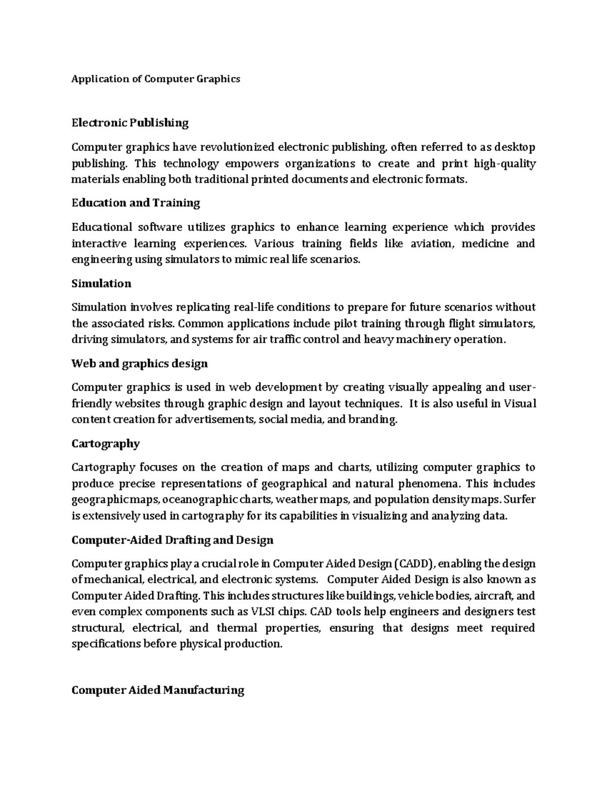 Application Of Computer Graphics Application Of Computer Graphics