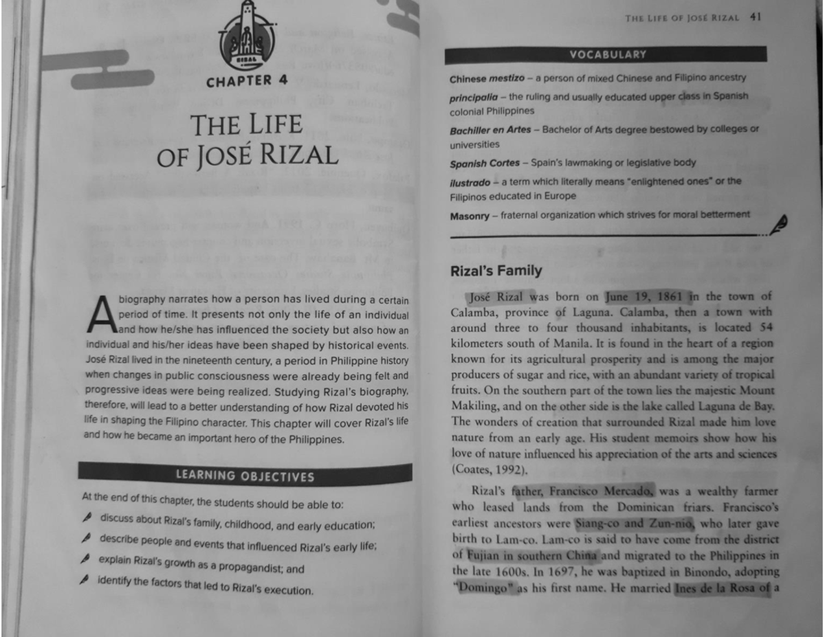 Chapter 4- The Life of Jose Rizal - English Language Studies - Studocu