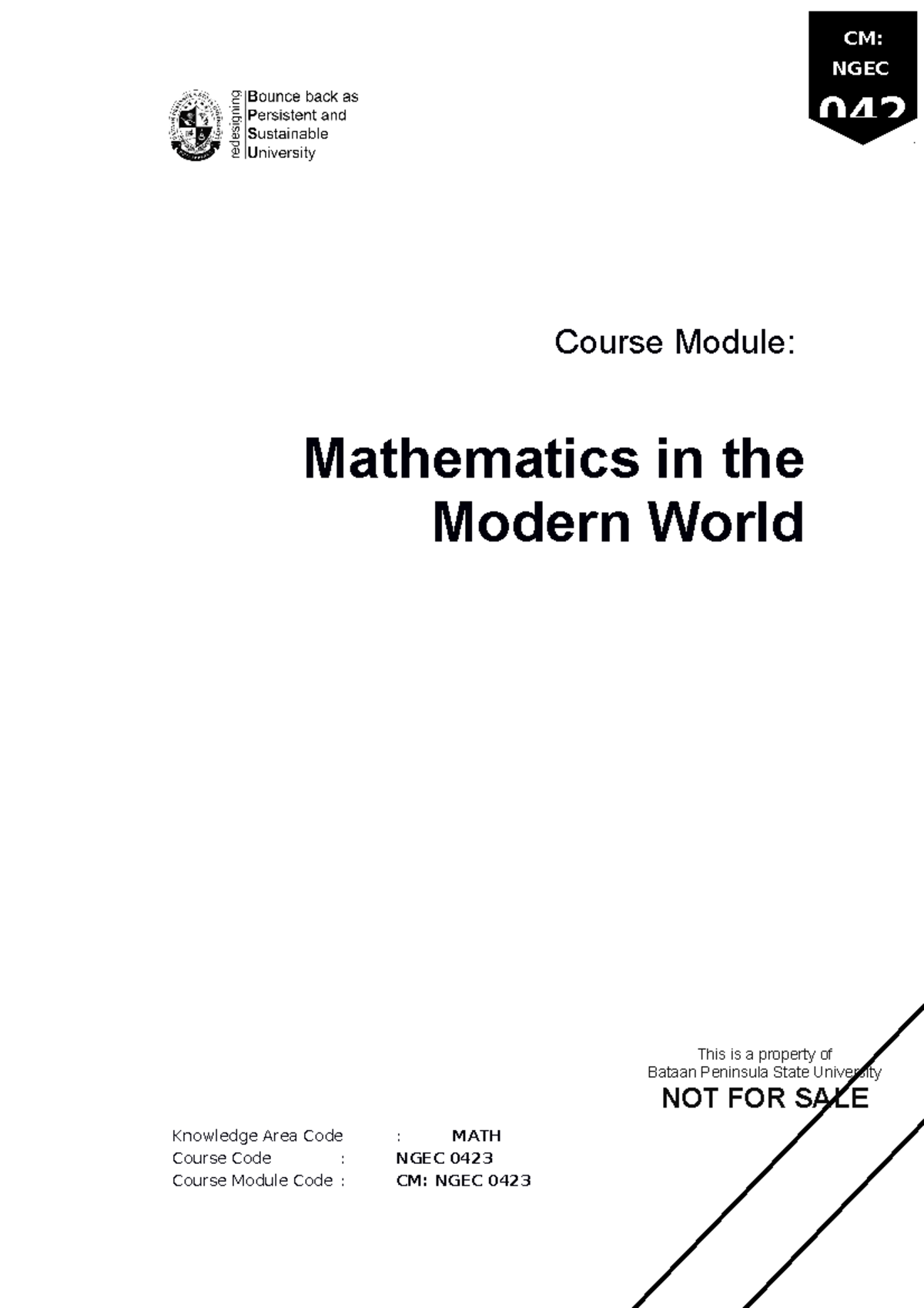 NGEC 0423 - Course Module -Course Packet 01 - CM: NGEC 042 Course ...
