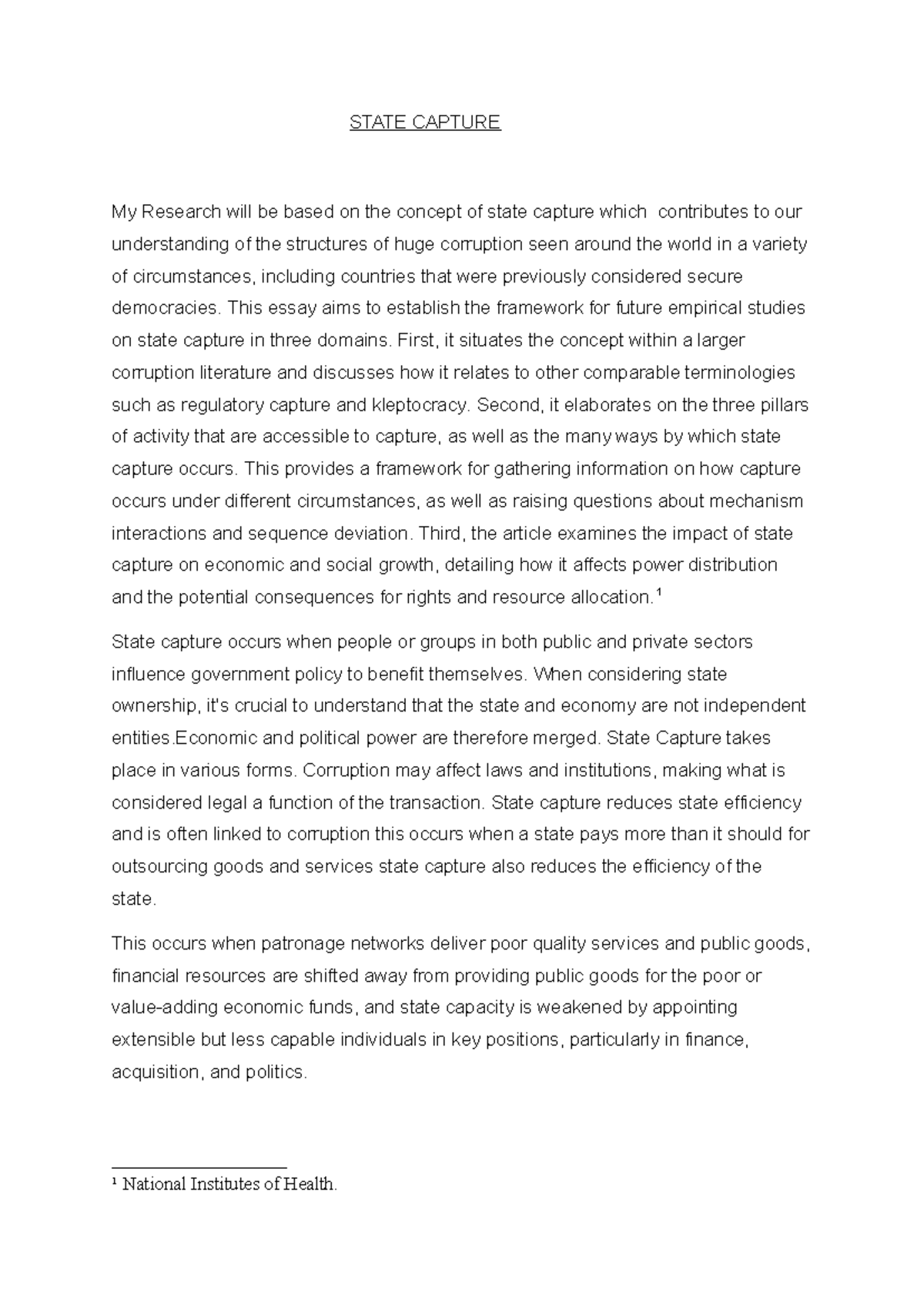 Topic 3 The State Capture - STATE CAPTURE My Research will be based on ...