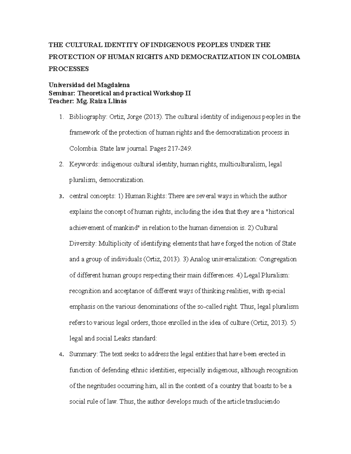 The cultural identity of indigenous peoples in the framework of the ...