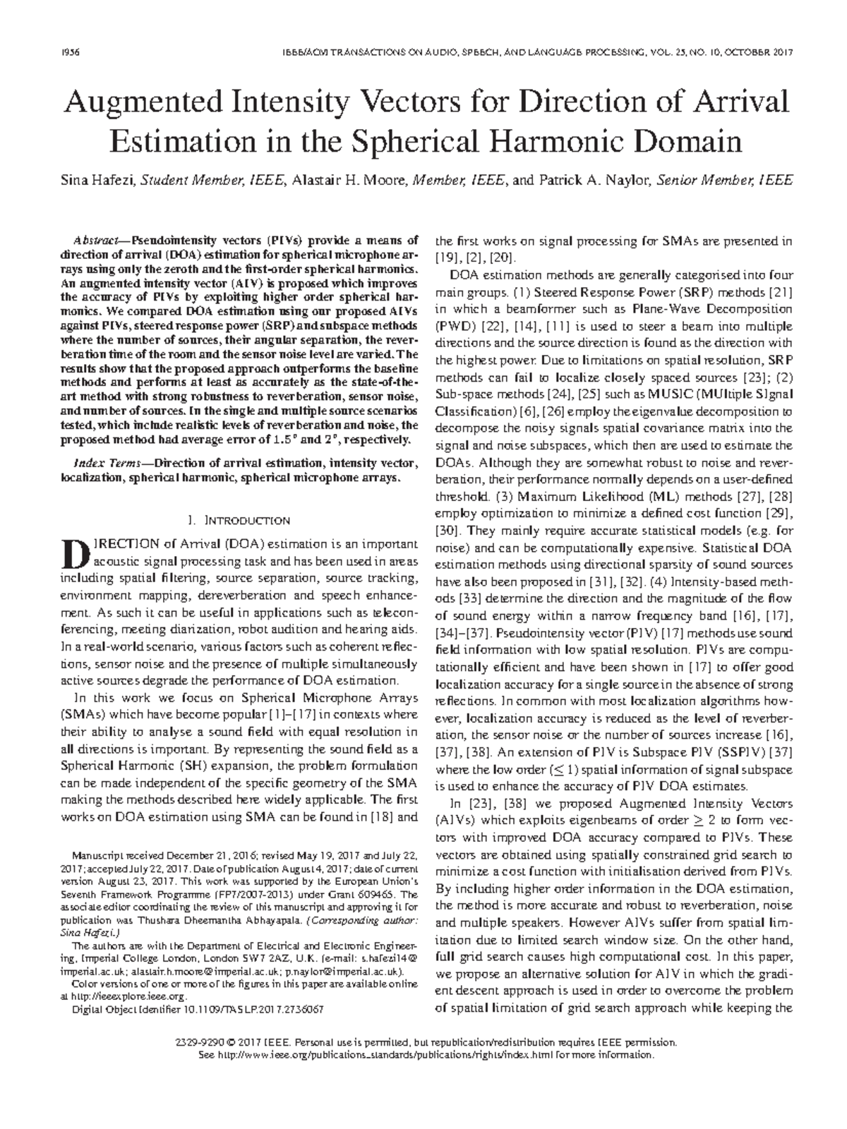 9 Augmented Intensity Vectors for Direction of Arrival - 1956 IEEE/ACM ...