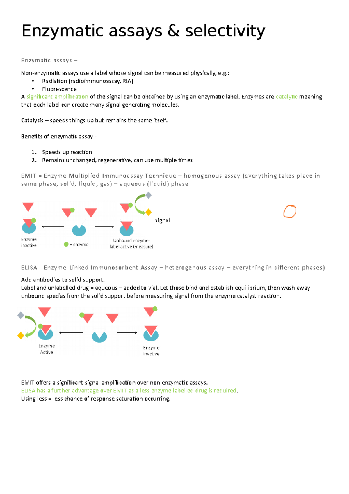 Enzymatic assays - Lecture notes 18 - Enzymatic assays & selectivity ...