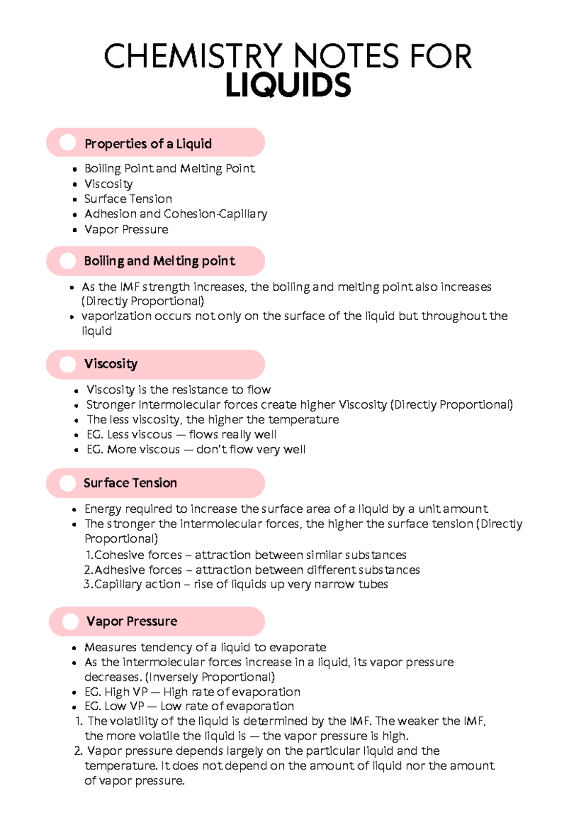 Essential resources for a STEM class - CHEMISTRY NOTES FOR LIQUIDS ...