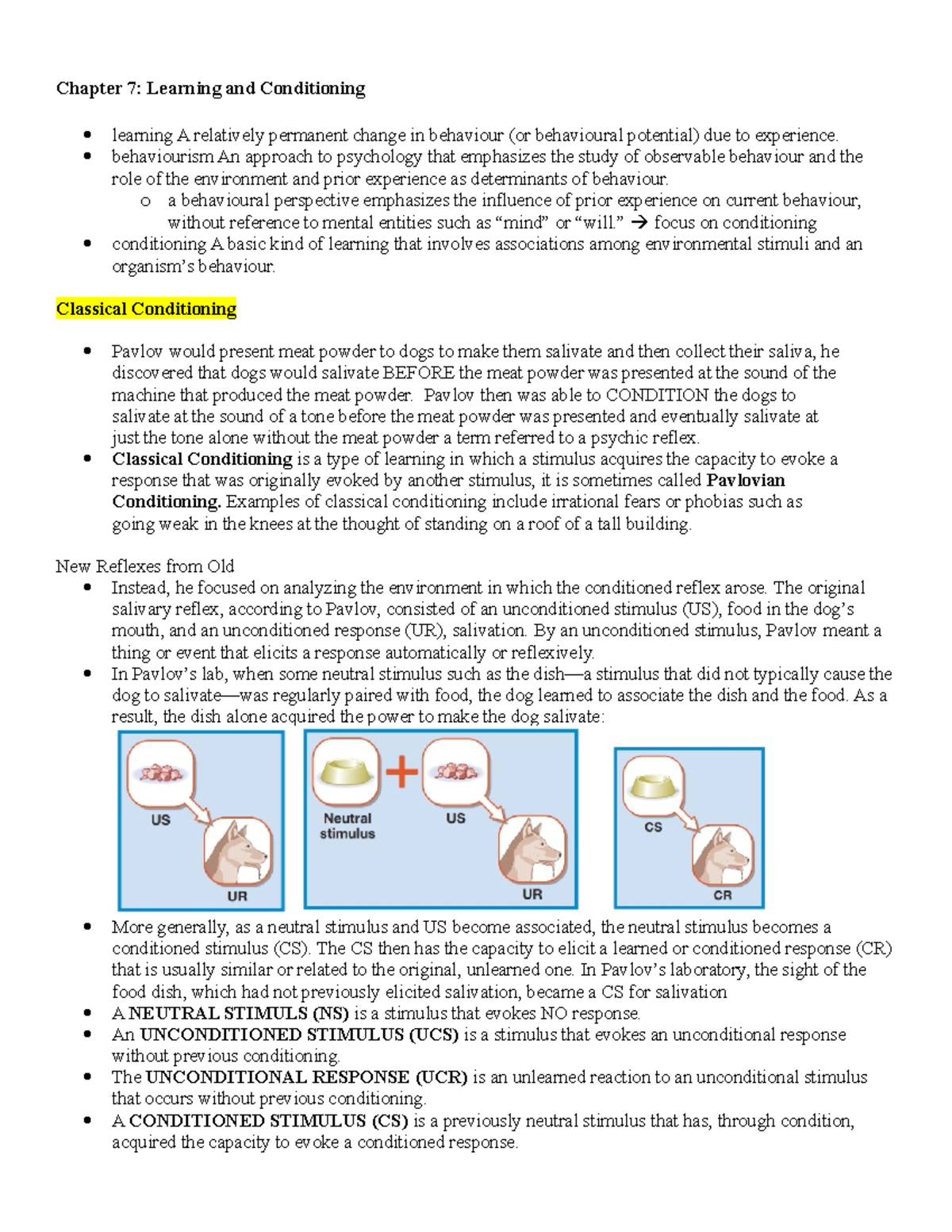 7 Learning and Conditioning - Chapter 7: Learning and Conditioning ...