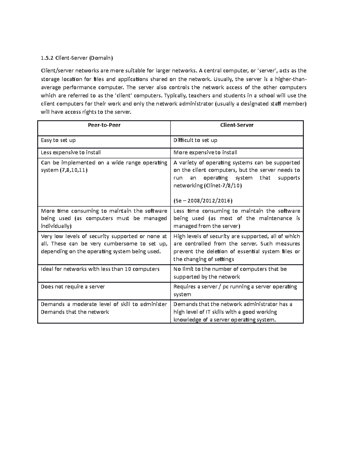 Network System Types - 1.5 Client-Server (Domain) Client/server ...