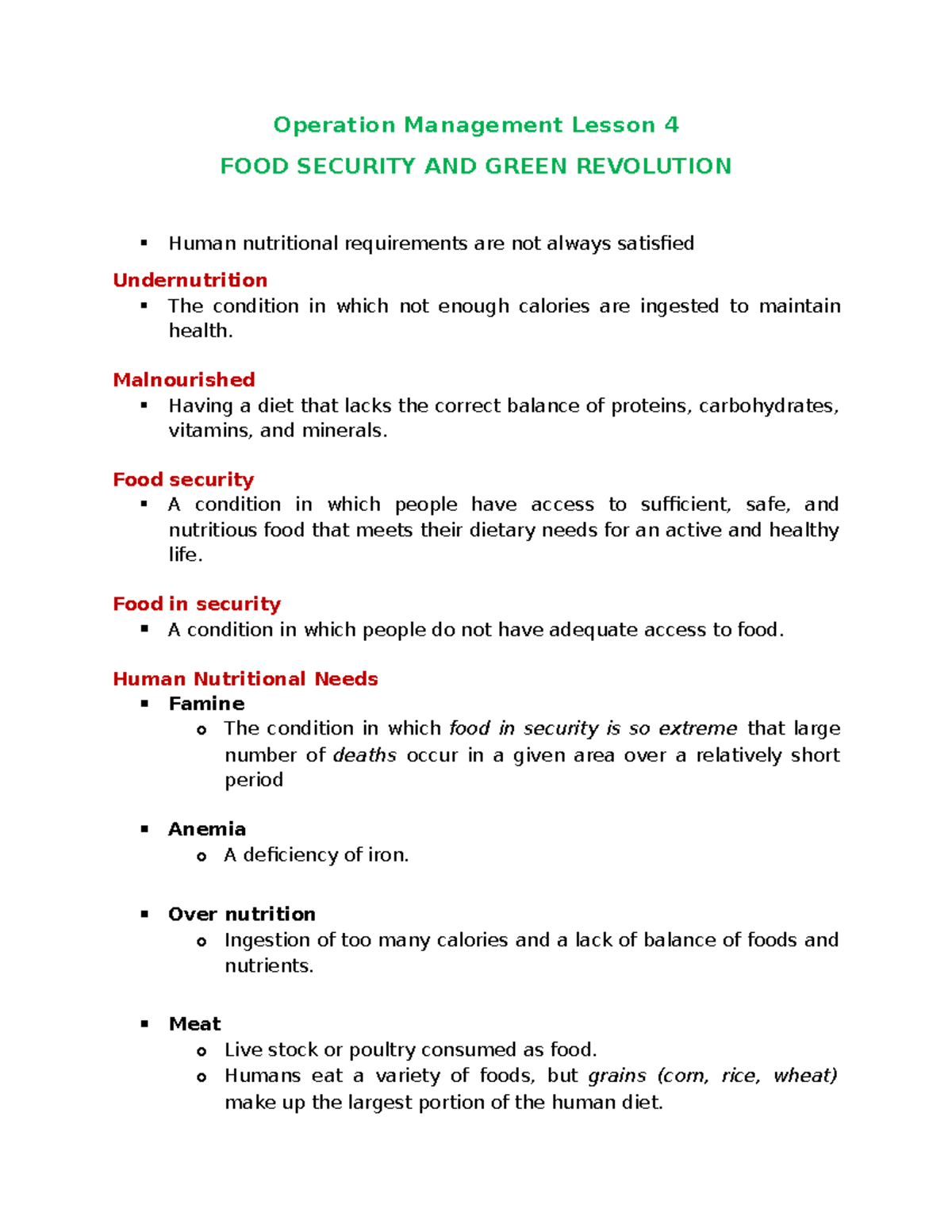 Operation Management Lesson 4 - Studocu