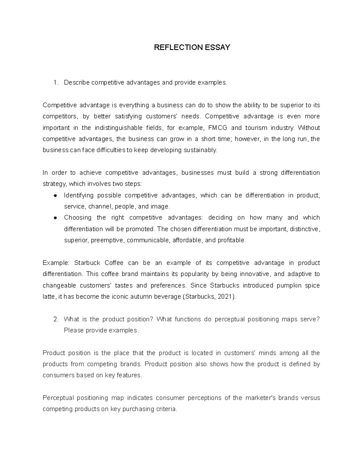 Reflection Essay for the whole course - REFLECTION ESSAY Describe ...