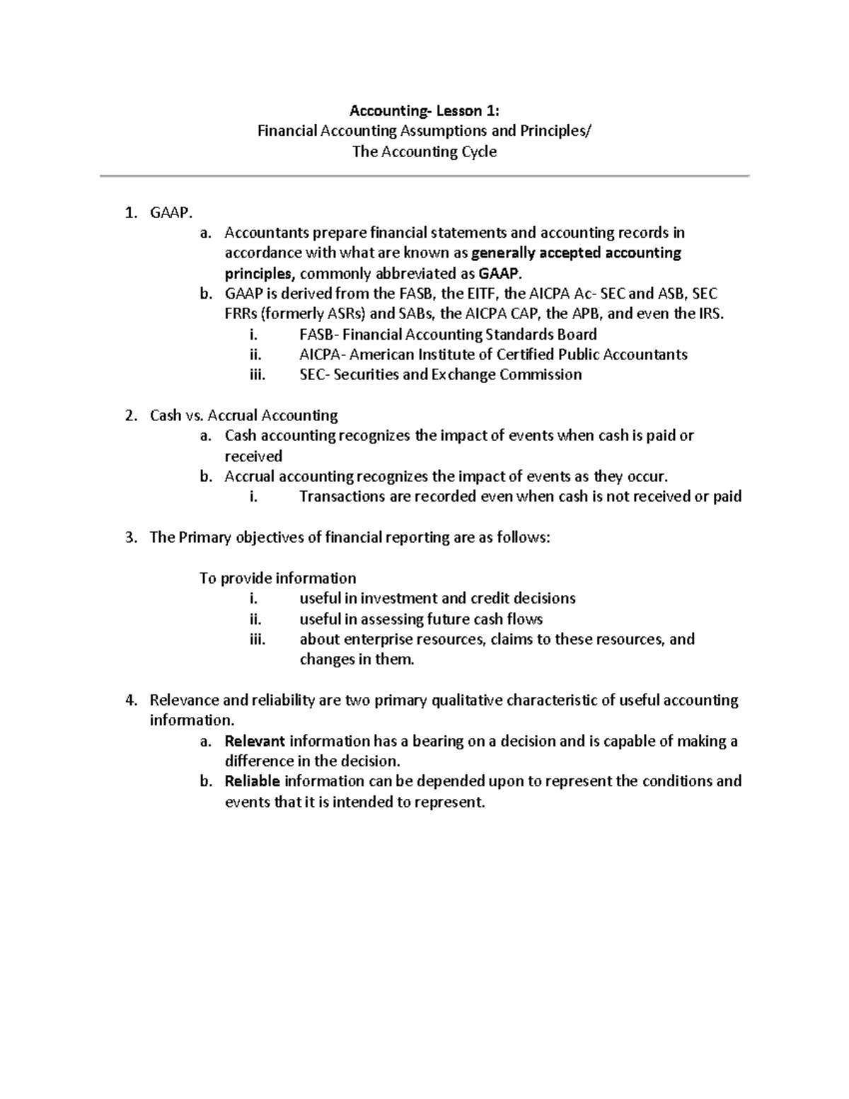 Accounting lessons - Accounting- Lesson 1: Financial Accounting ...
