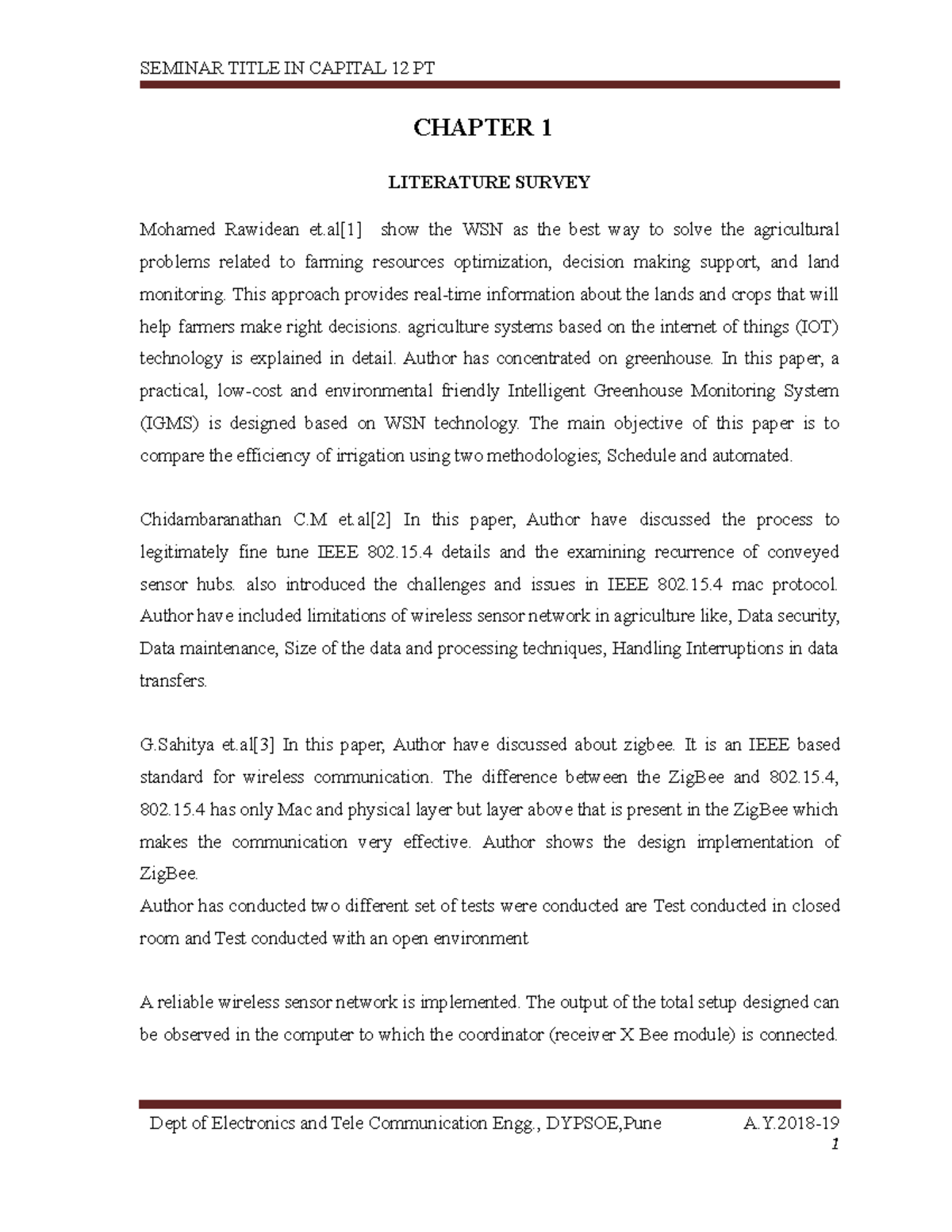 Literature Survey-format - CHAPTER 1 LITERATURE SURVEY Mohamed Rawidean ...