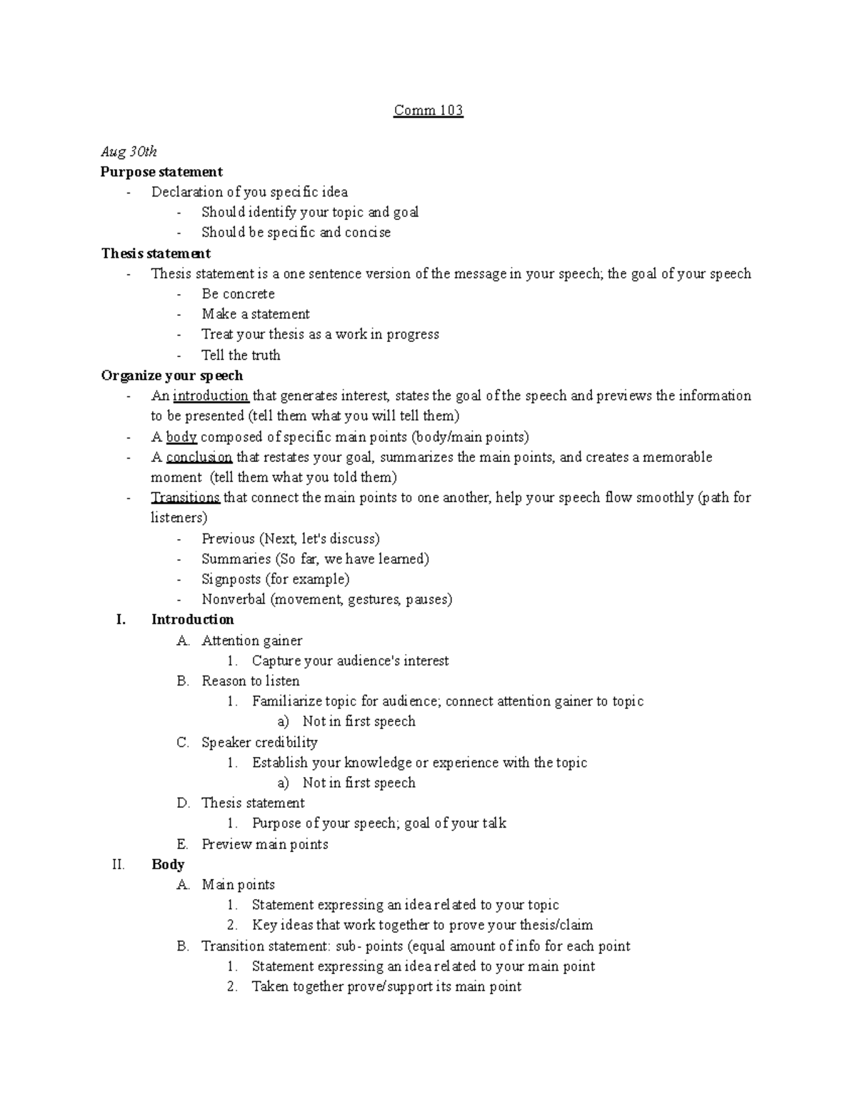 Comm 103 - Communications 103 Lecture notes unit 1 - Comm 103 Aug 30th ...