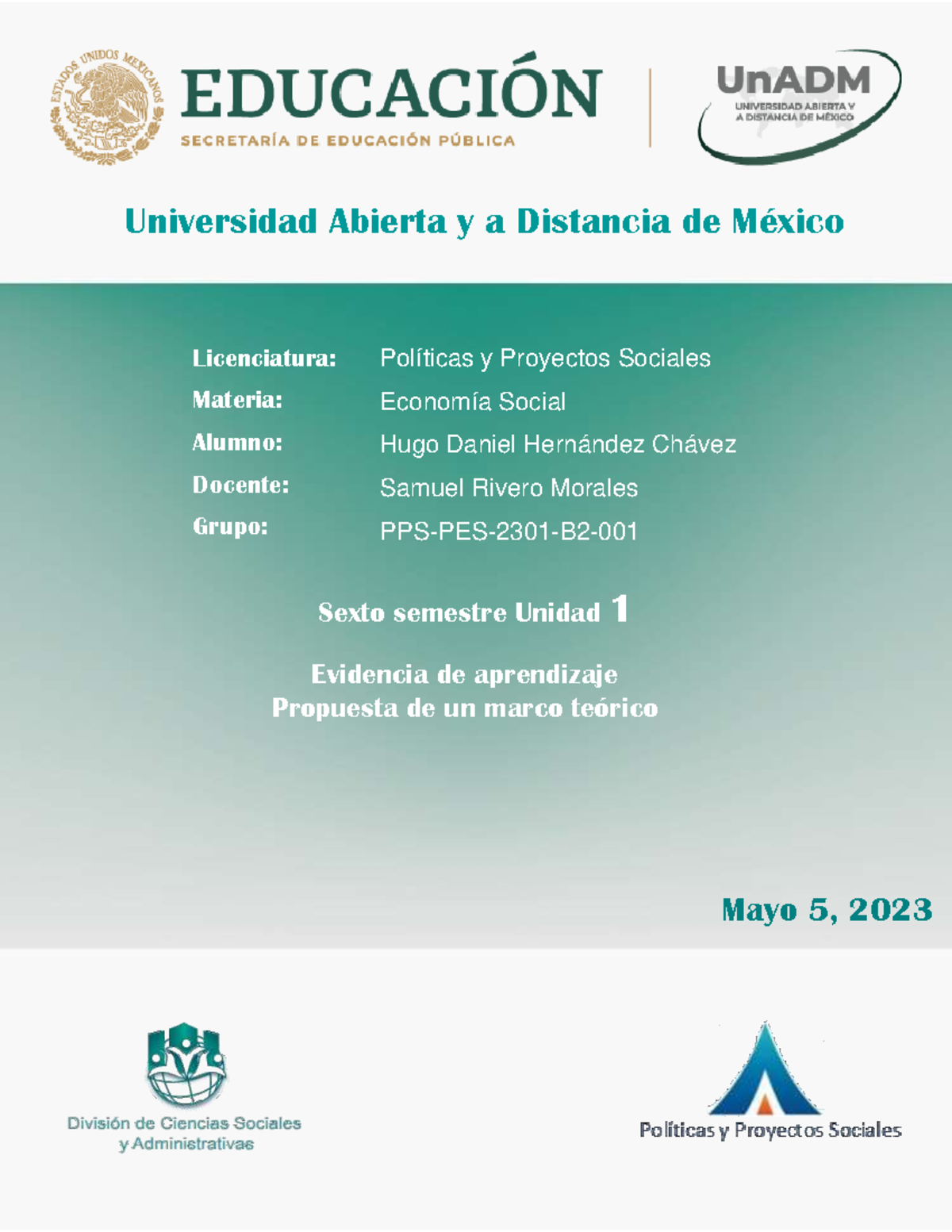 PES U1 EA HUHC - TRABAJO QUE APORTA - Universidad Abierta y a Distancia ...