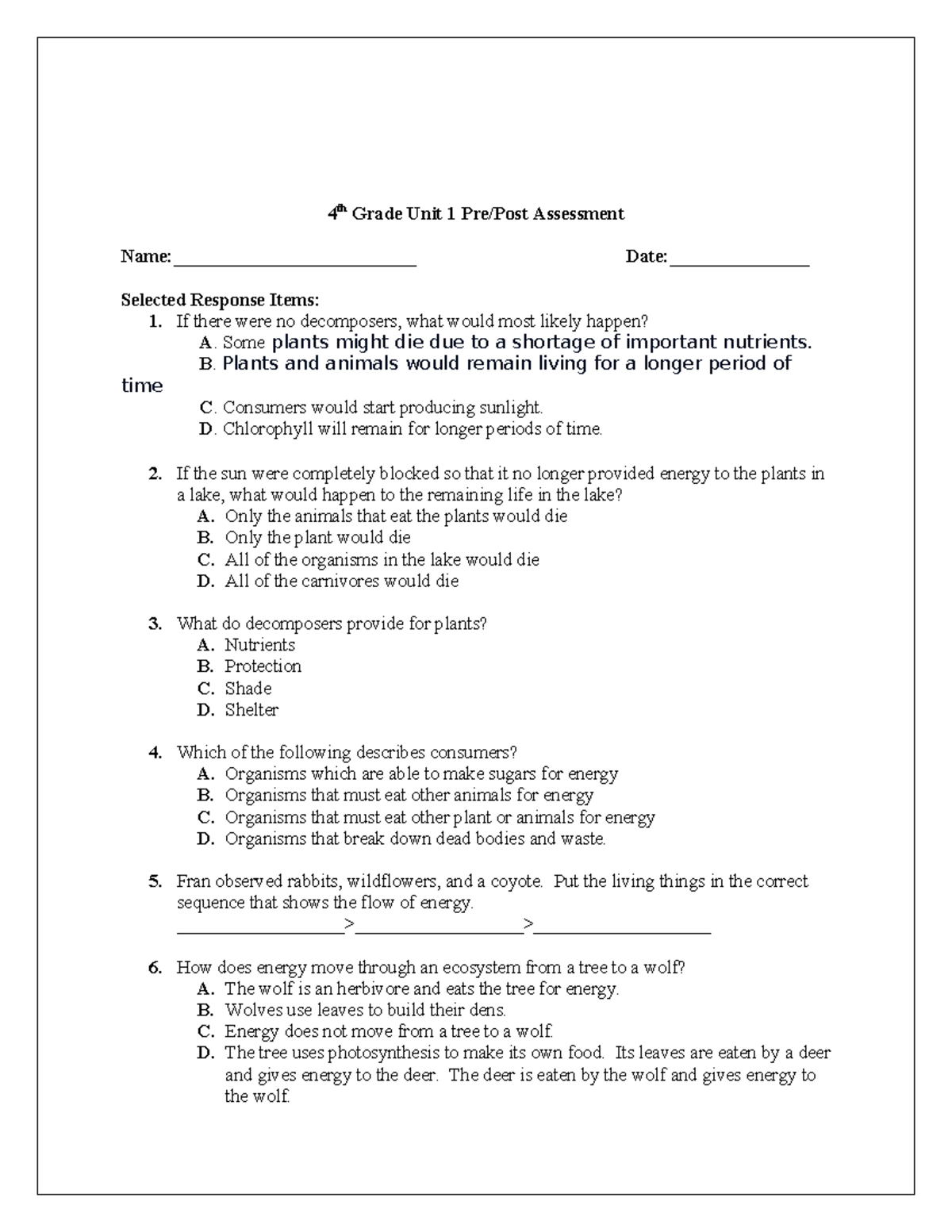 Armaun Motley - Gr4 Teacher Assesment Unit1 Pre Post Ecosystems Copy ...