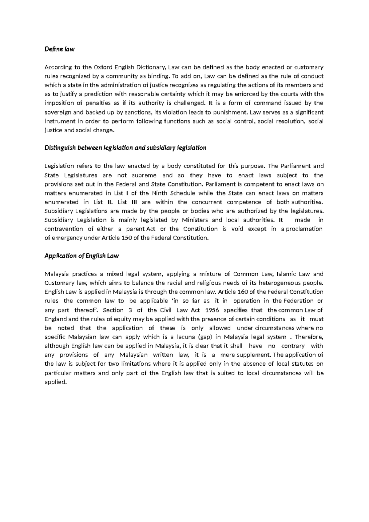 Midterm GPOL Example - Define law According to the Oxford English ...