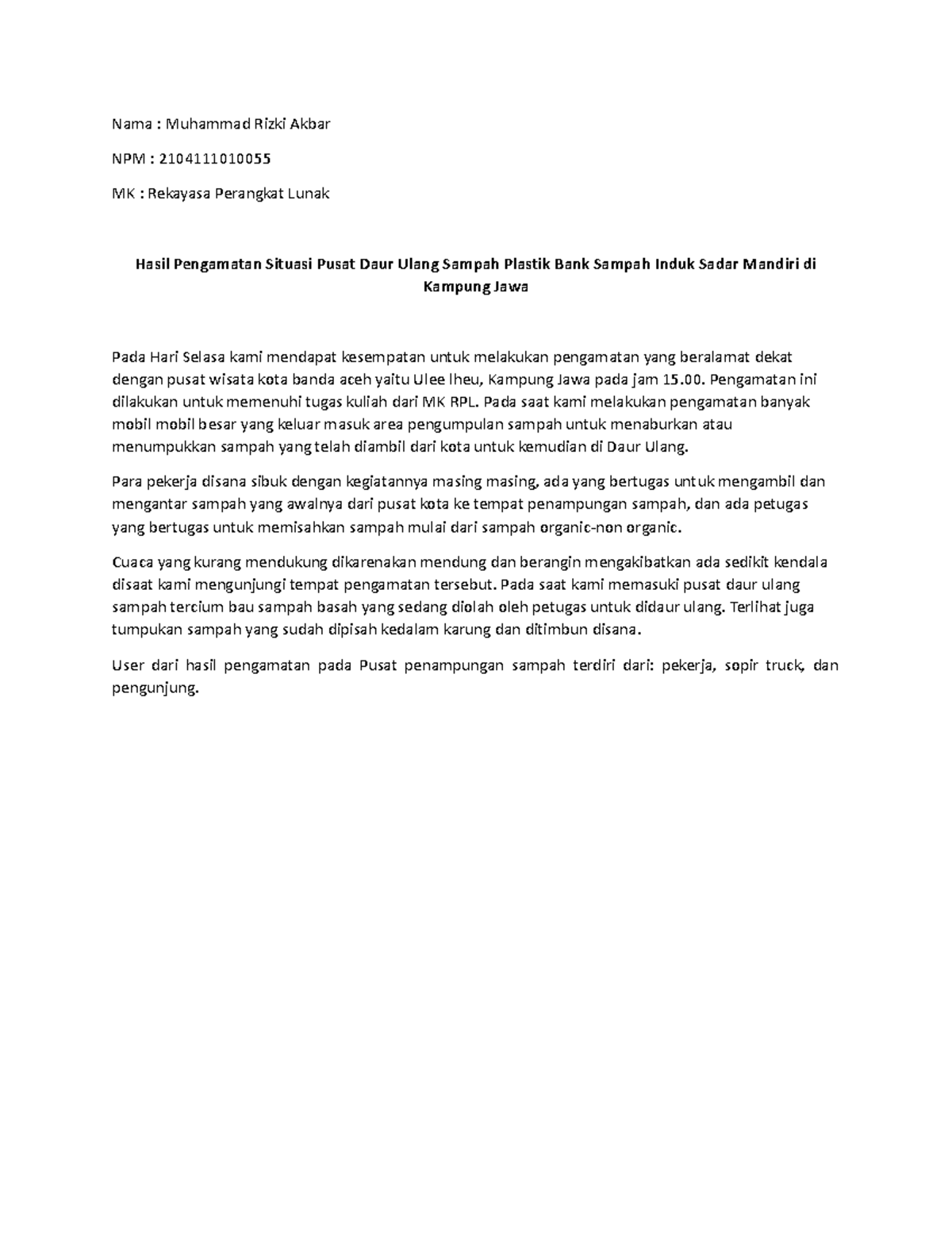 Muhammad Rizki Akbar RPL - Nama : Muhammad Rizki Akbar NPM ...