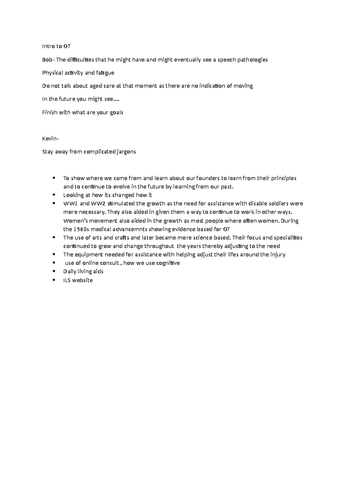 Intro to OT - Tutorial notes - Intro to OT Bob- The difficulties that ...