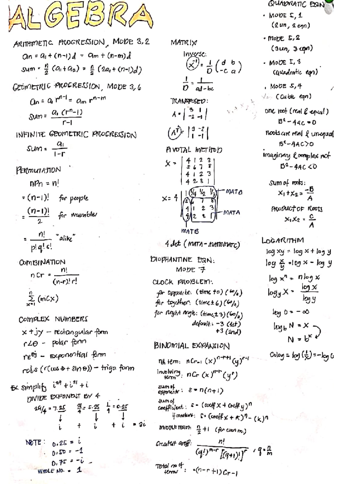 Compiled-formulas-pipe-math-md compress - QUADRATIC EQN ALGEBRA MODE 5 ...