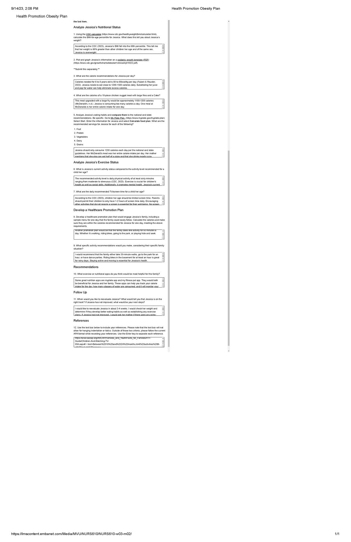 Health Promotion Obesity Plan 1 - 9/14/23, 2:08 PM Health Promotion ...