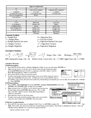 Stats 243 Full Notes - Statistics 243 Table of Contents: Class Layout ...