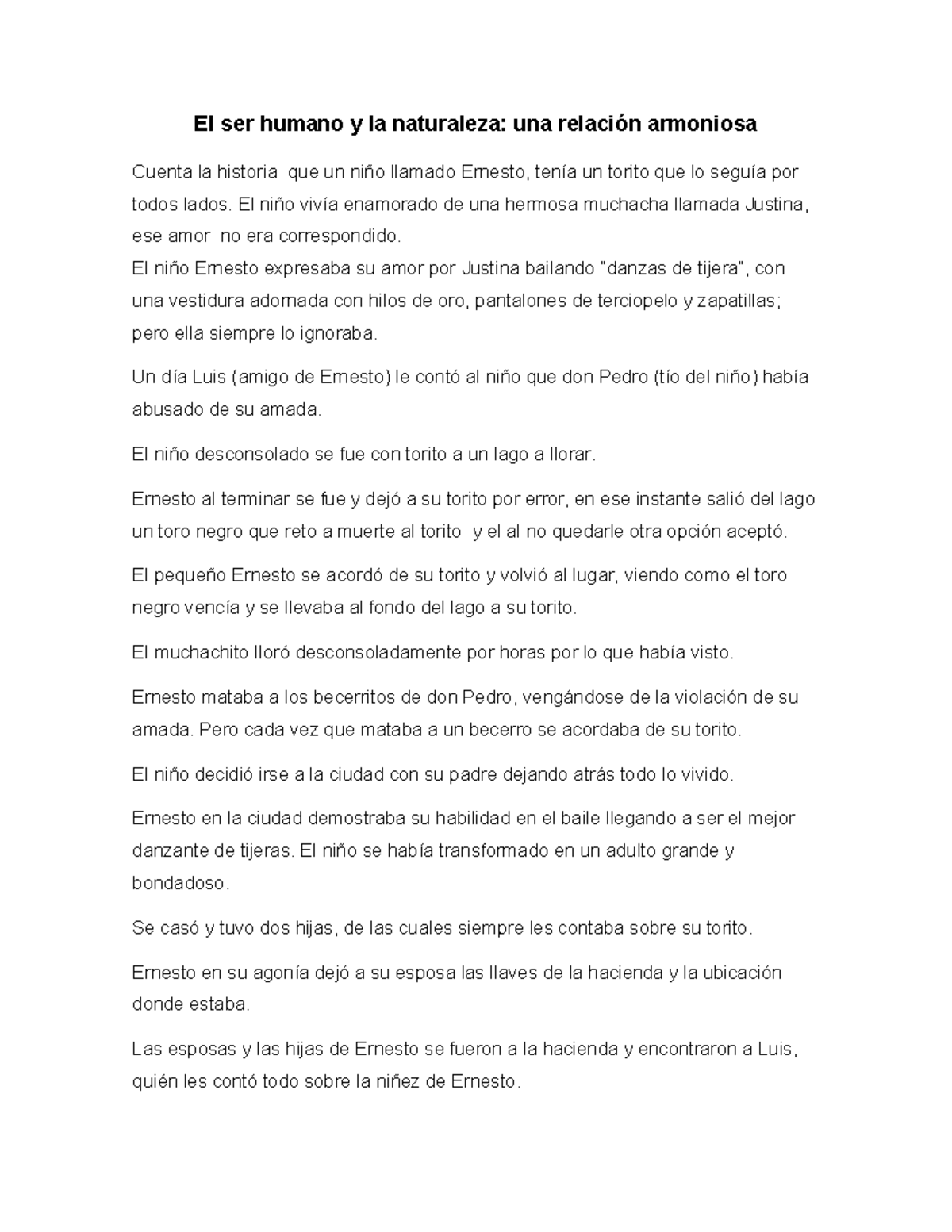 Cuentos 2do A - efefefef - El ser humano y la naturaleza: una relación ...