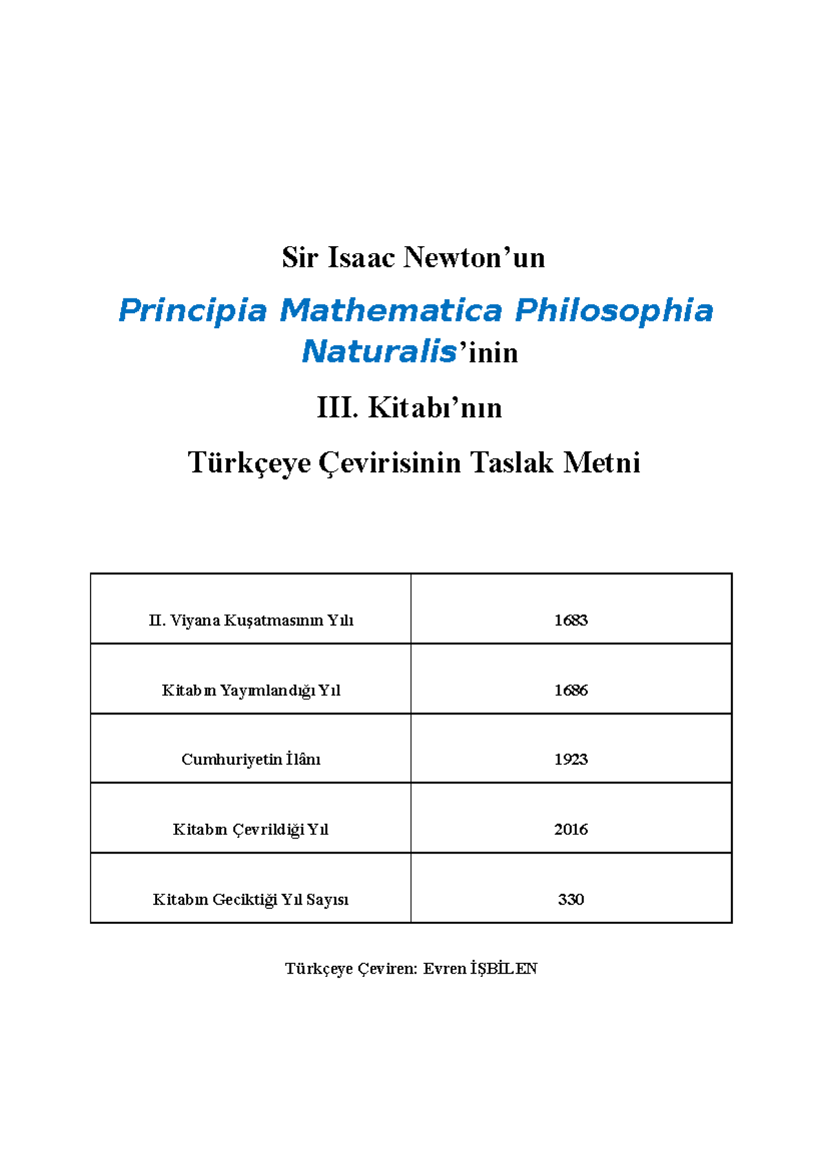 Sir Isaac Newtonun Principiasinin Turkce - Sir Isaac Newton’un Principia Mathematica Philosophia ...