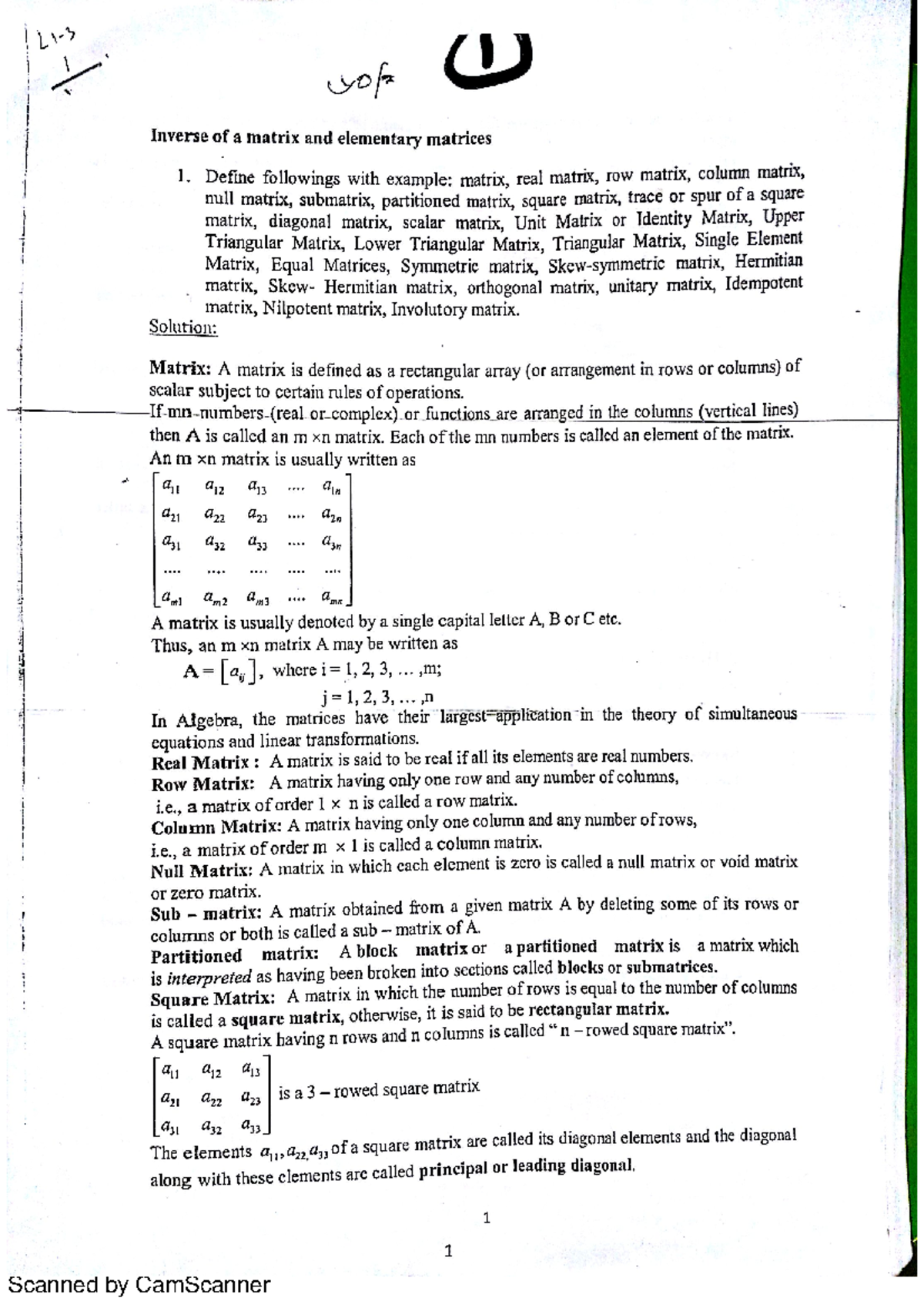 Matrices - Row echolon form - Discrete Mathematics - Studocu