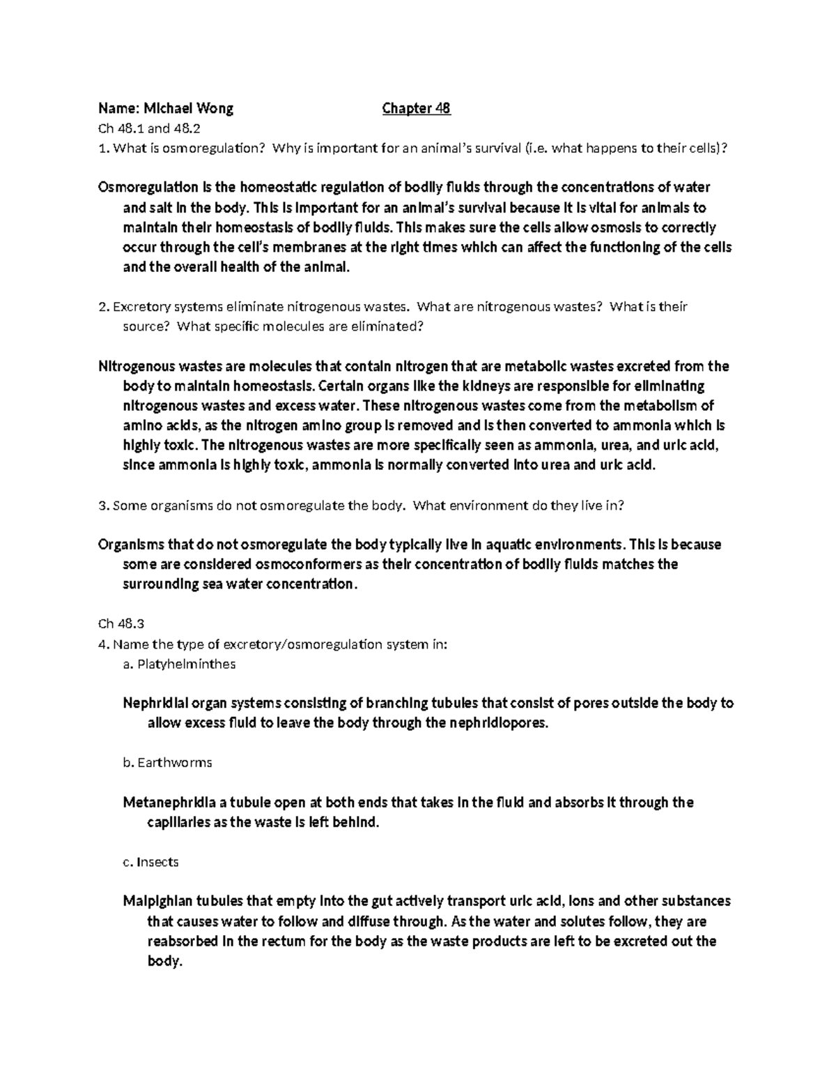 Ch 48 Textbook Prep - Name: Michael Wong Chapter 48 Ch 48 and 48. What ...