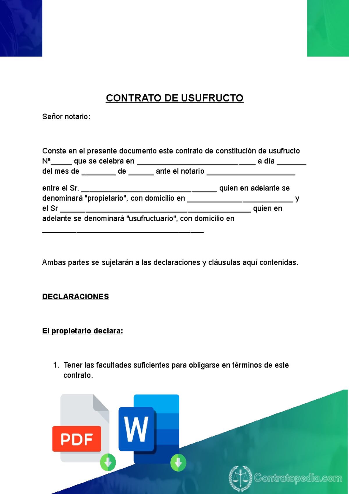 Contrato-de-usufructo - CONTRATO DE USUFRUCTO Señor notario: Conste en ...