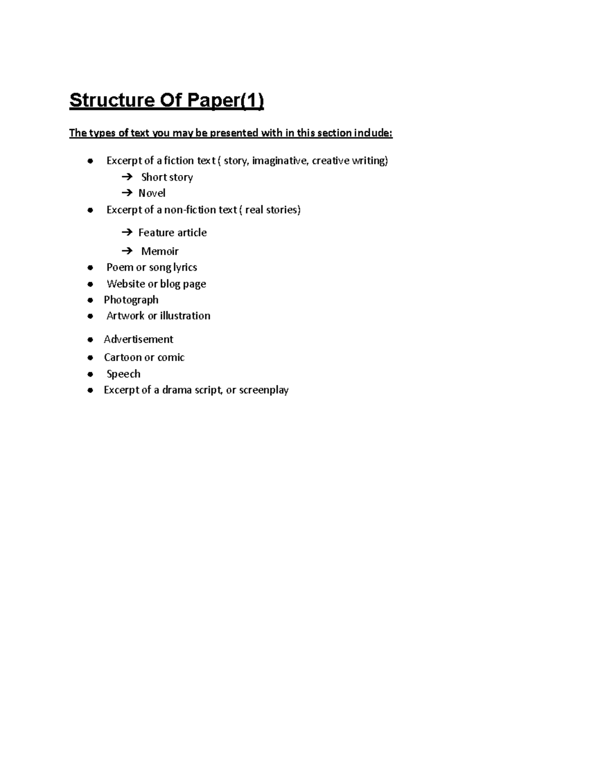 Unseen Text Analysing - Paper 1 cheat sheet - Structure Of Paper(1) The ...