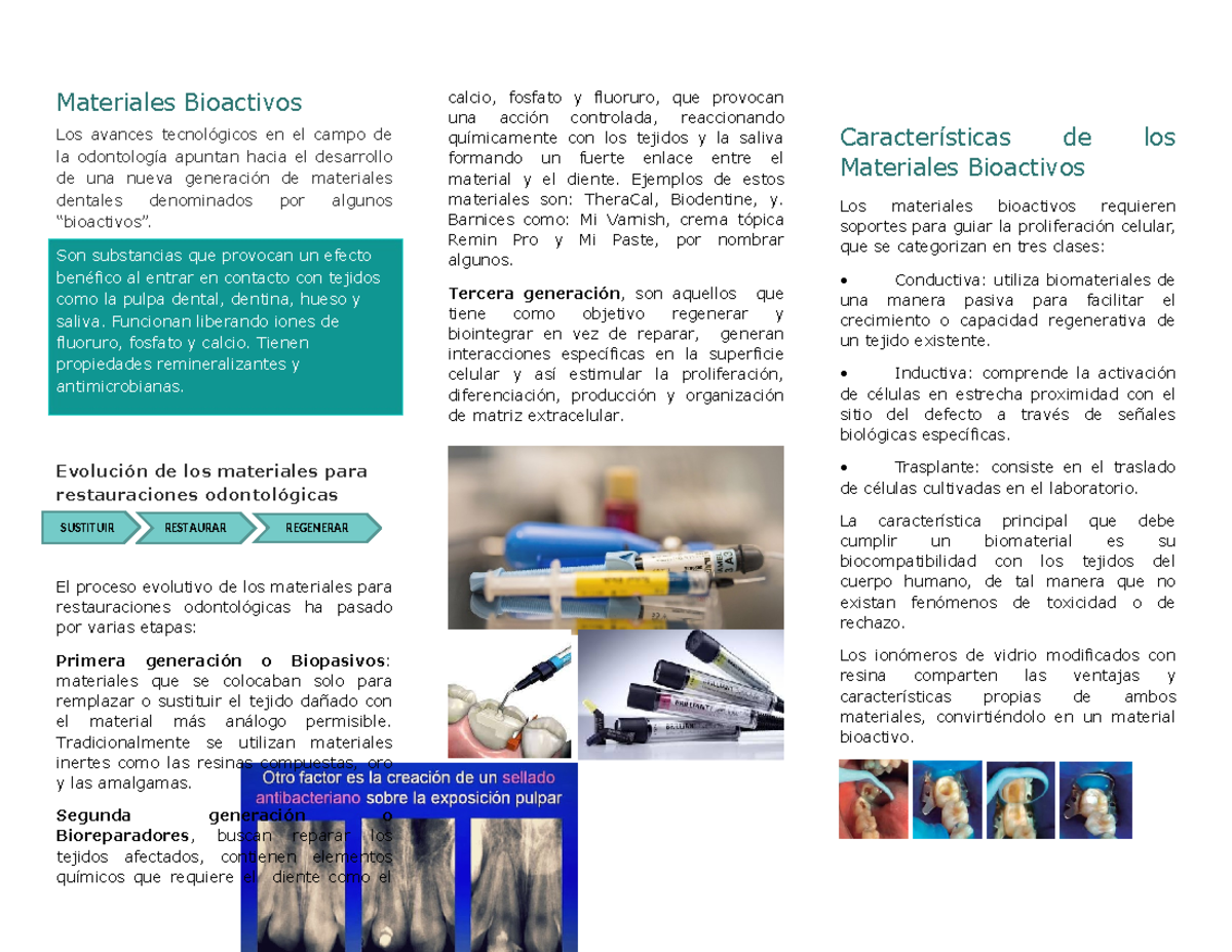 Materiales Bioactivos triptico - Materiales Bioactivos Los avances ...
