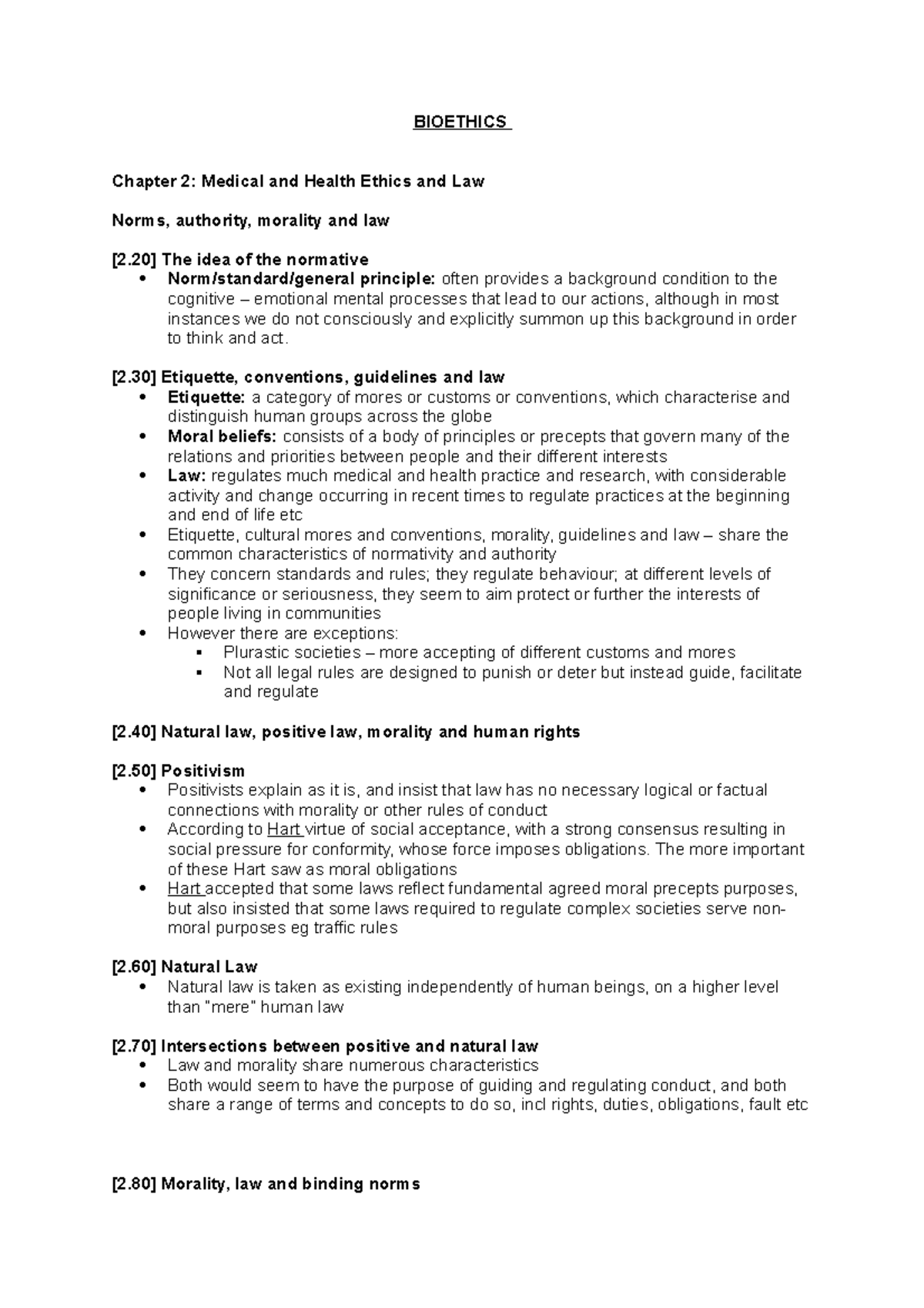 Bioethics notes - BIOETHICS Chapter 2: Medical and Health Ethics and ...