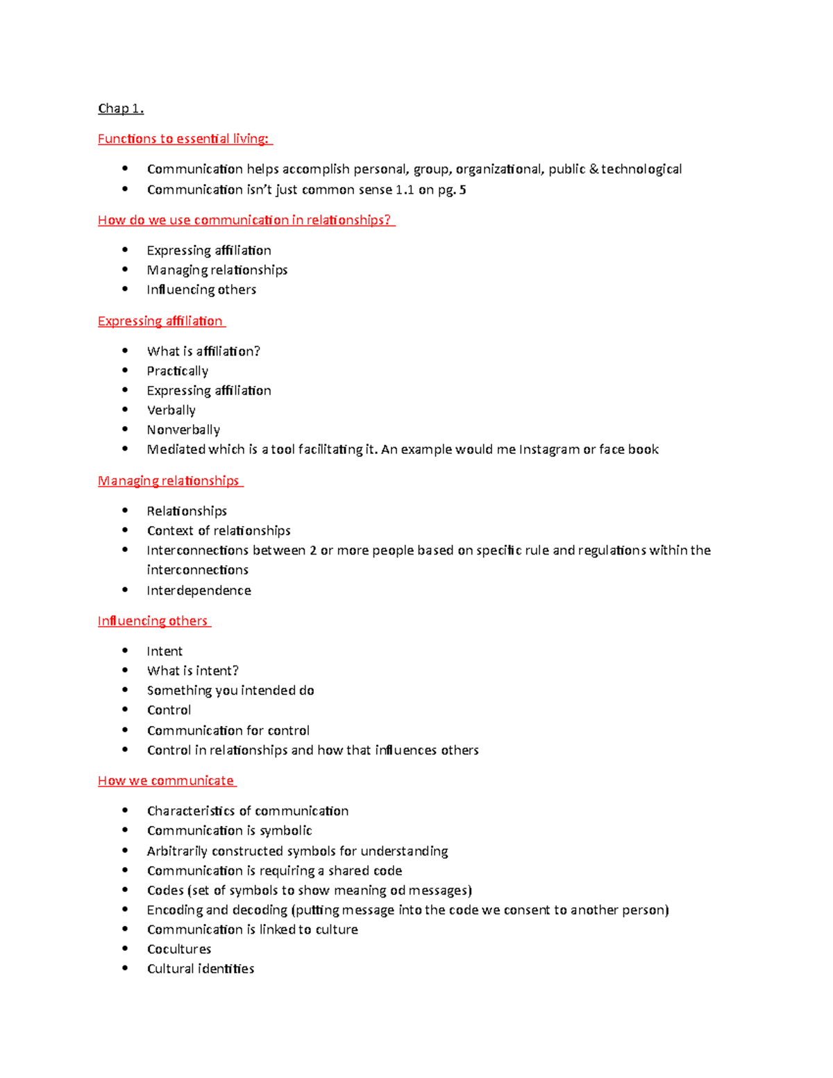 Speech notes - Chap 1. Functions to essential living: Communication ...
