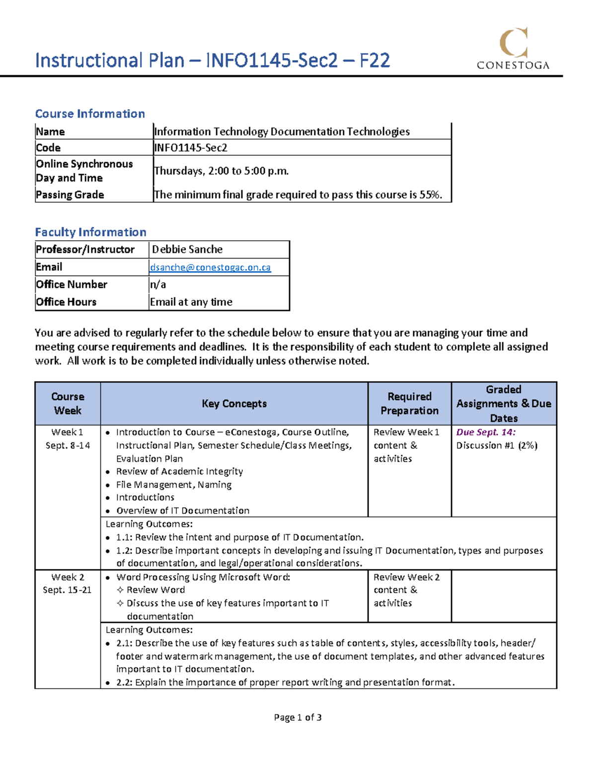 Documentation plan - wjxwnxx - Instructional Plan – INFO11 45 - Sec 2 ...
