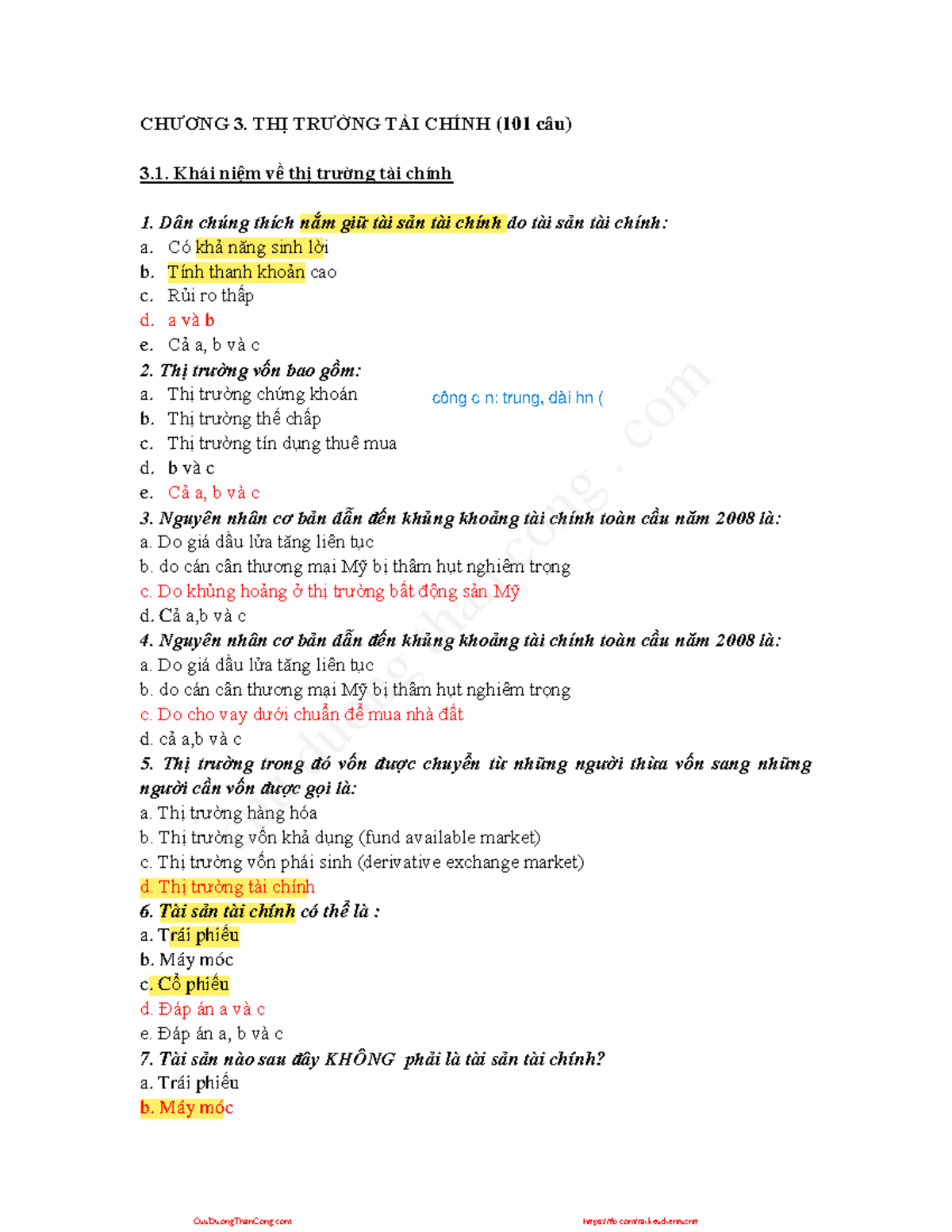 Tai-chinh-tien-te chuong-3-thi-truong-tai-chinh-101-cau-co-dap-an - [cuuduongthancong - CH ̄ƠNG ...