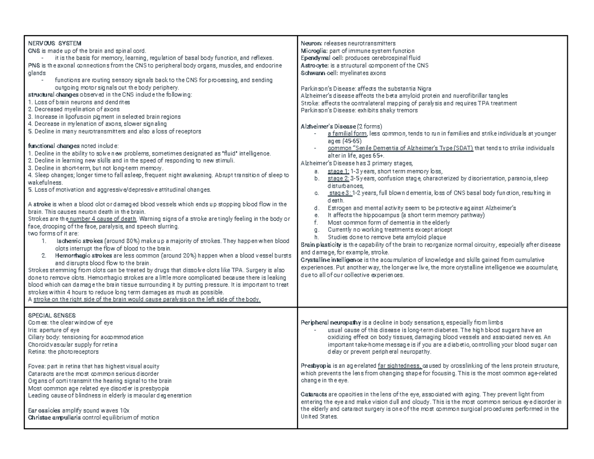 Bio 155 Final - NERVOUS SYSTEM is made up of the brain and spinal cord ...