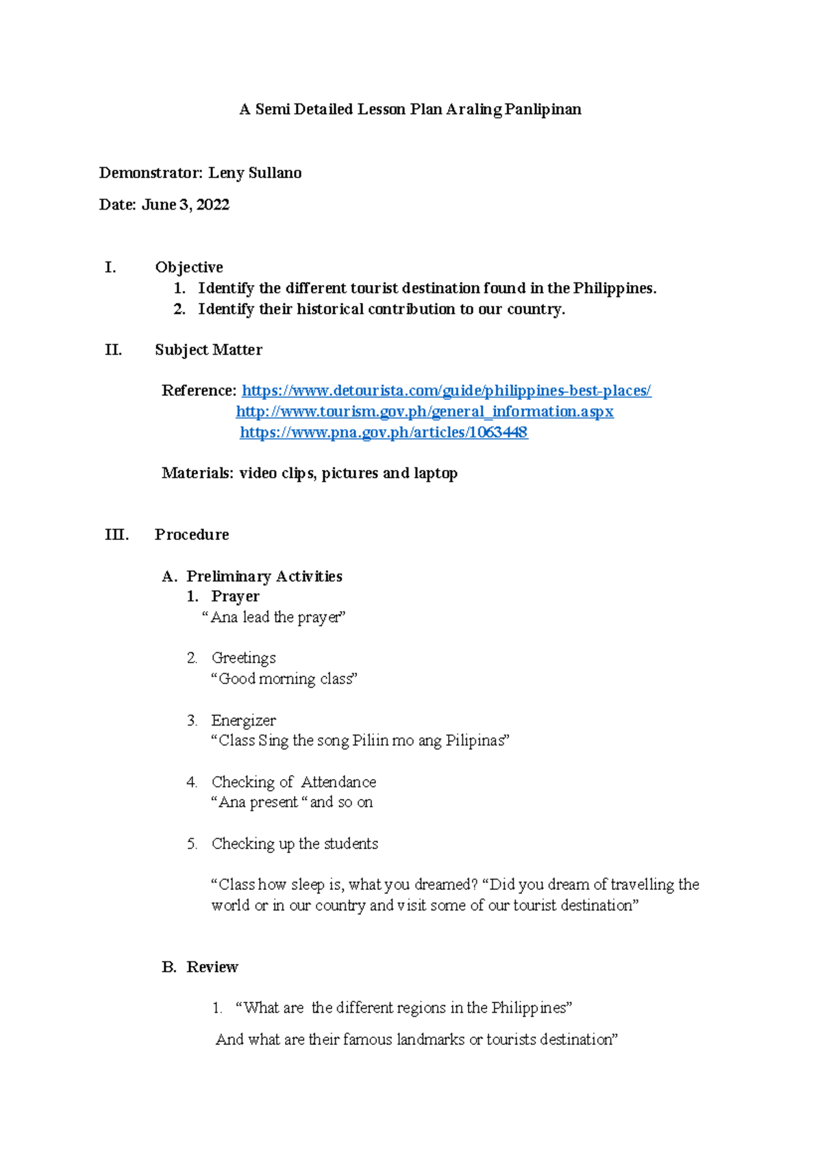 A Semi Detailed Lesson Plan Araling Panlipinan - A Semi Detailed Lesson ...