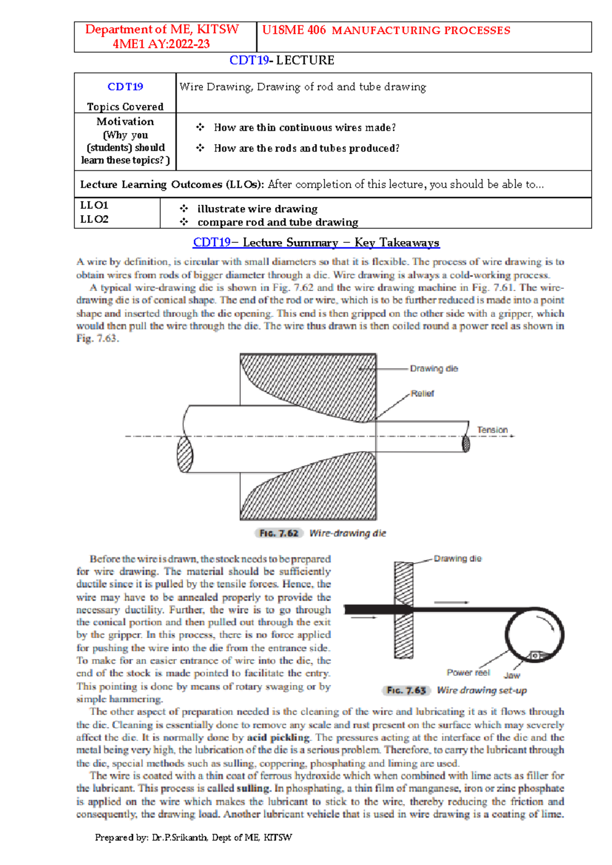 MP CDT-19 Summary 4ME1 PS 2022-23 - 4ME1 AY:2022- CDT19- LECTURE ...